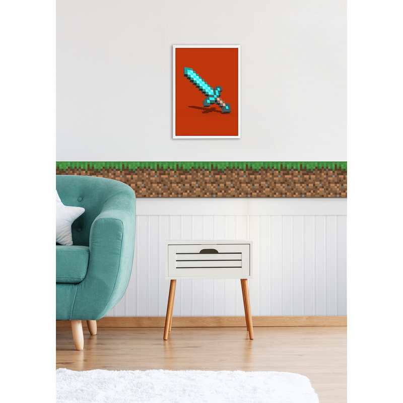 Room Mates Minecraft Iconic Grass Peel & Stick Wallpaper Border | Wayfair