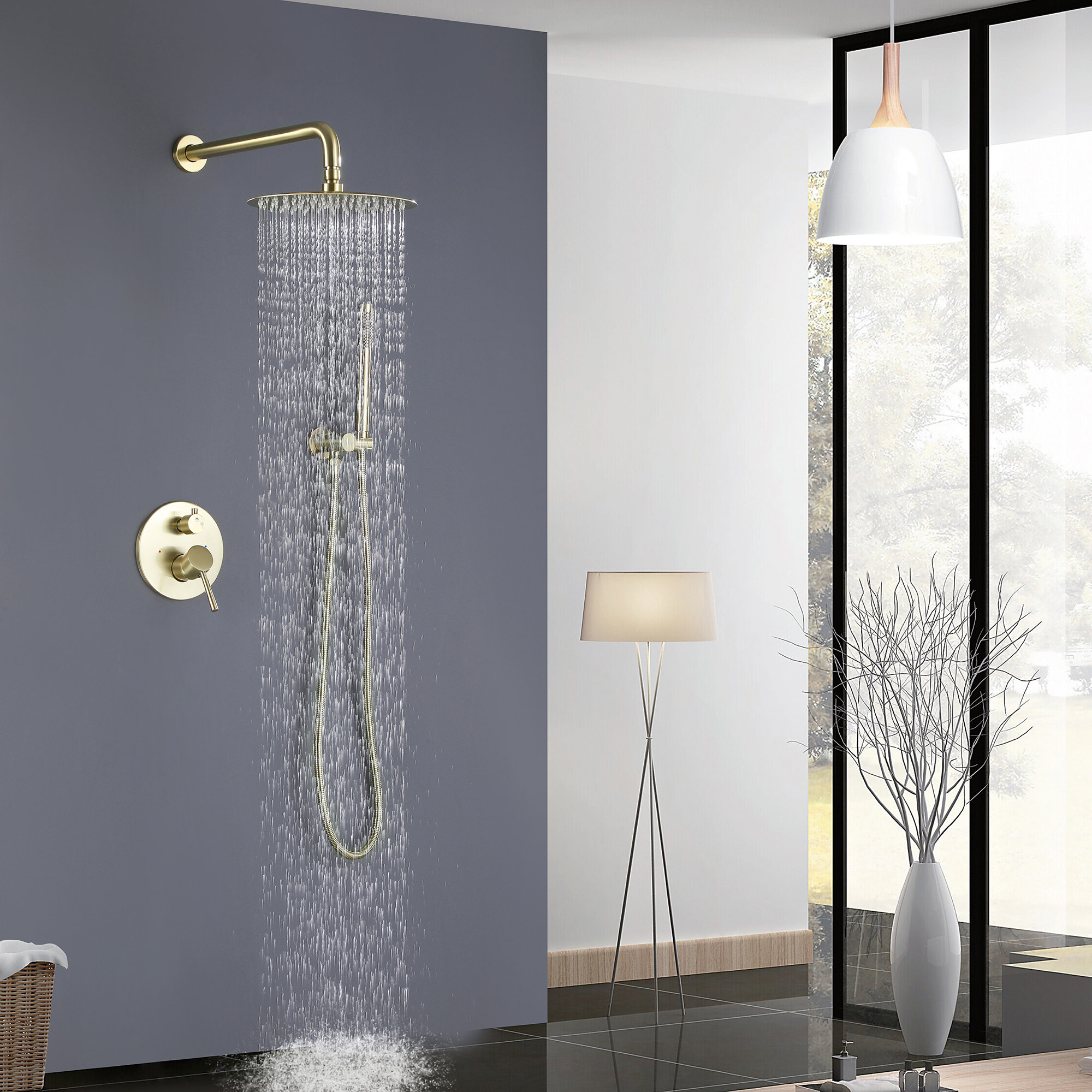 MODLAND Double Handle Concealed Bathroom Complete Shower System with ...