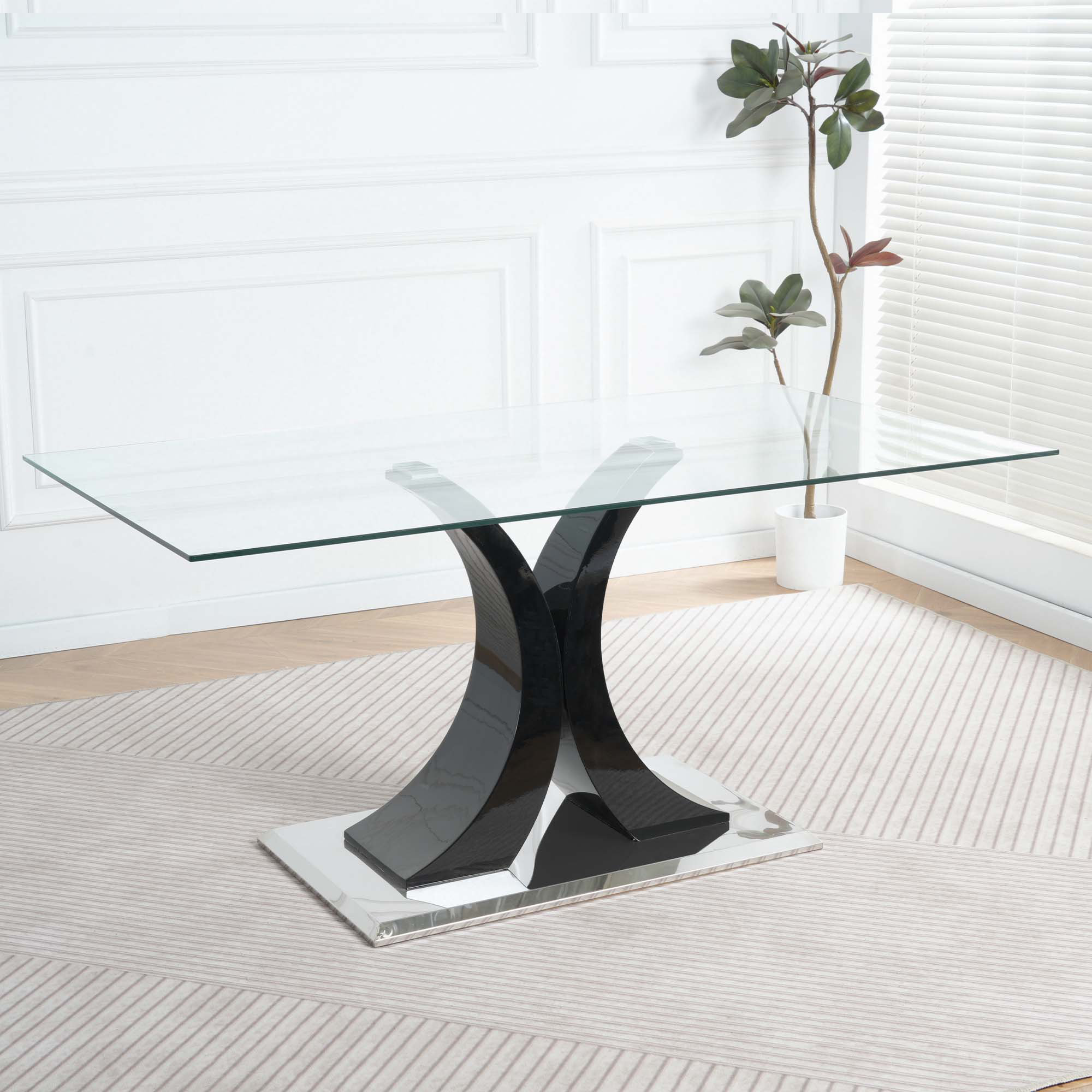 Mercer41 63 "Rectangular Glass Table(Only Table) | Wayfair