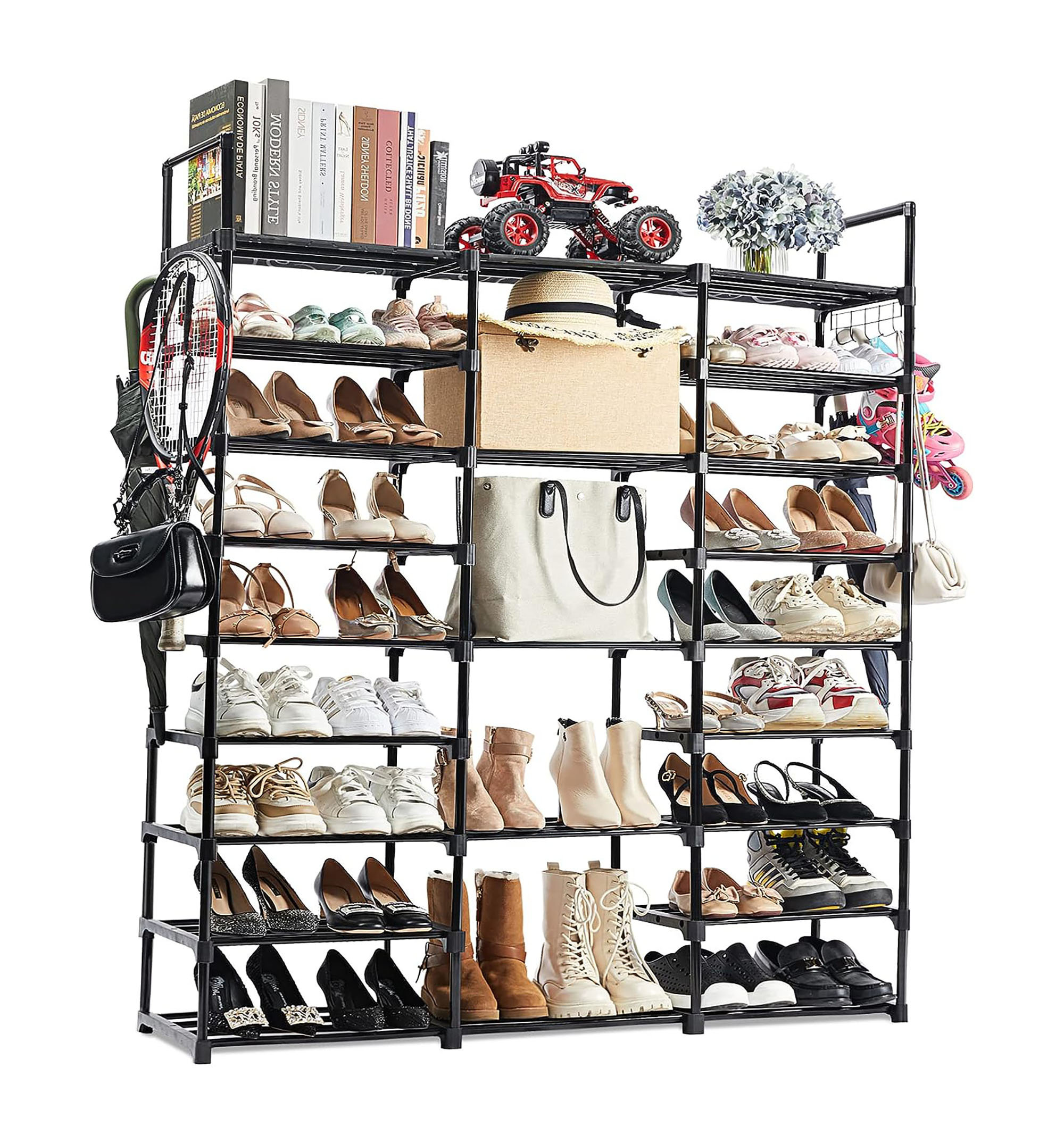 Rebrilliant 9-Tier Metal Shoe Rack ,Holds 50-55 Pairs, Tall Storage ...