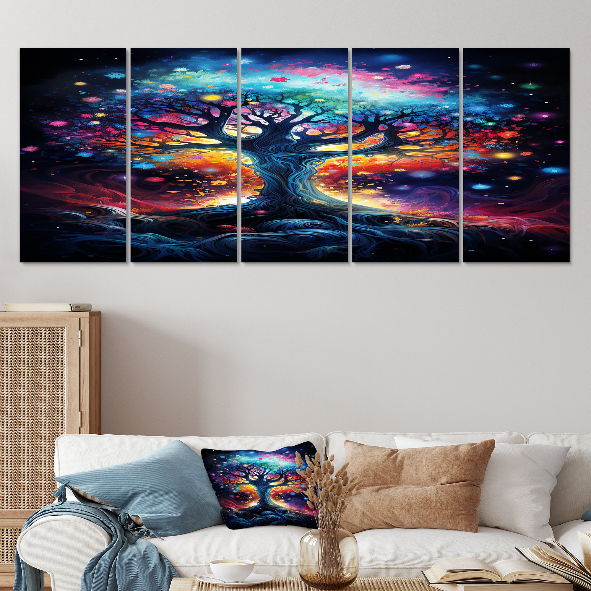 Lark Manor Magical Tree Of LIfe Rainbow Colour Blast - Tree Wall Art ...