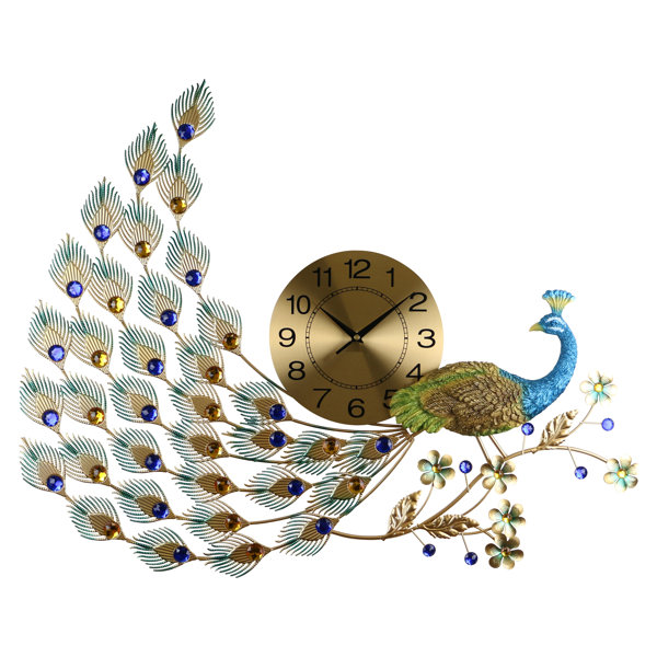 House of Hampton® Oversized Shanda Peacock Wall Clock & Reviews | Wayfair