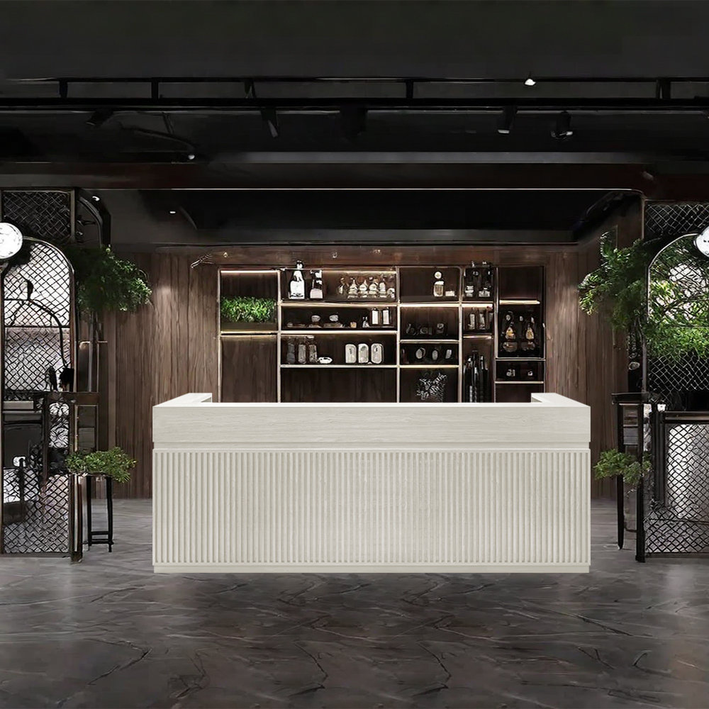 KPXU Bar Counter Bar Counter Front Desk with Dual Countertops, Wine ...