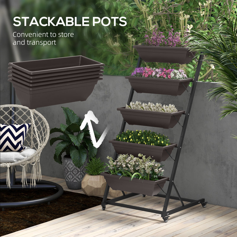 Arlmont & Co. Shanteka Vertical Raised Garden Bed with Wheels, 5 ...