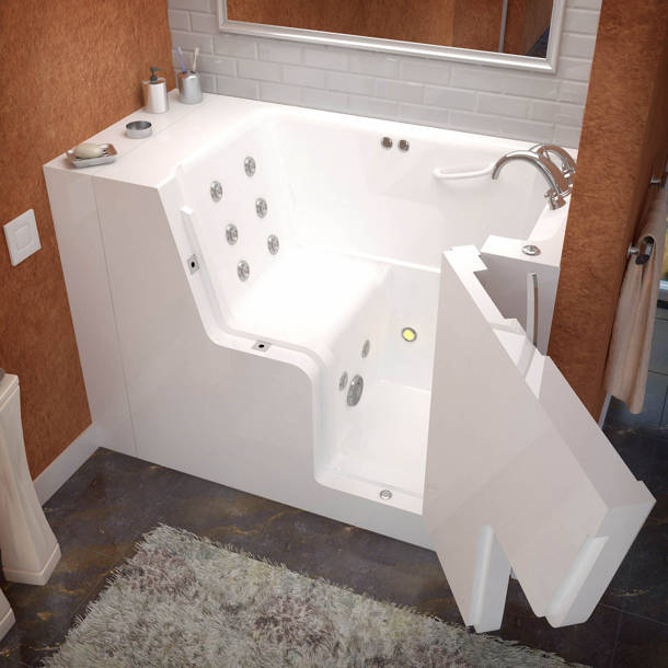 Therapeutic Tubs Mohave 53'' x 29'' Walk-in Fiberglass Bathtub with ...