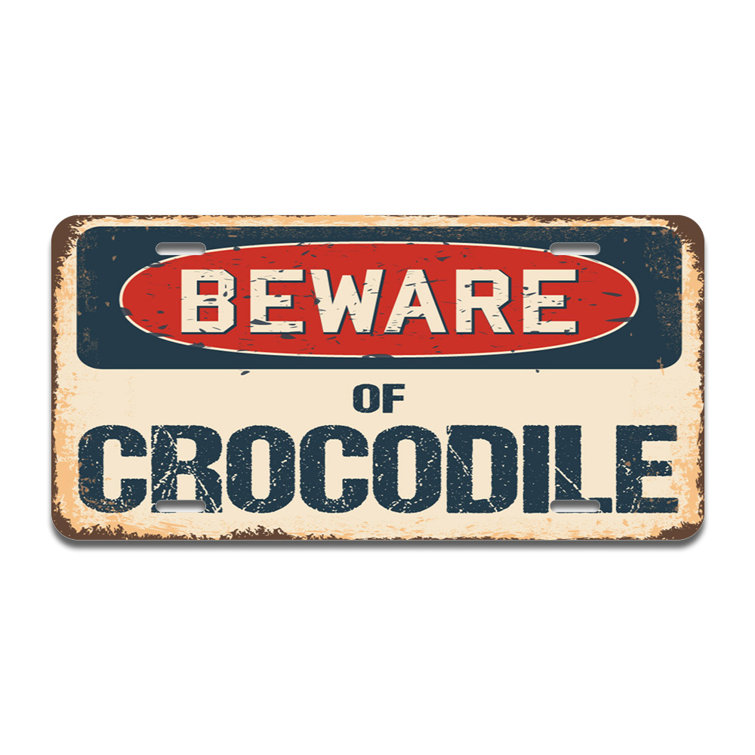 SignMission Beware of Crocodile Aluminum Plate Frame | Wayfair