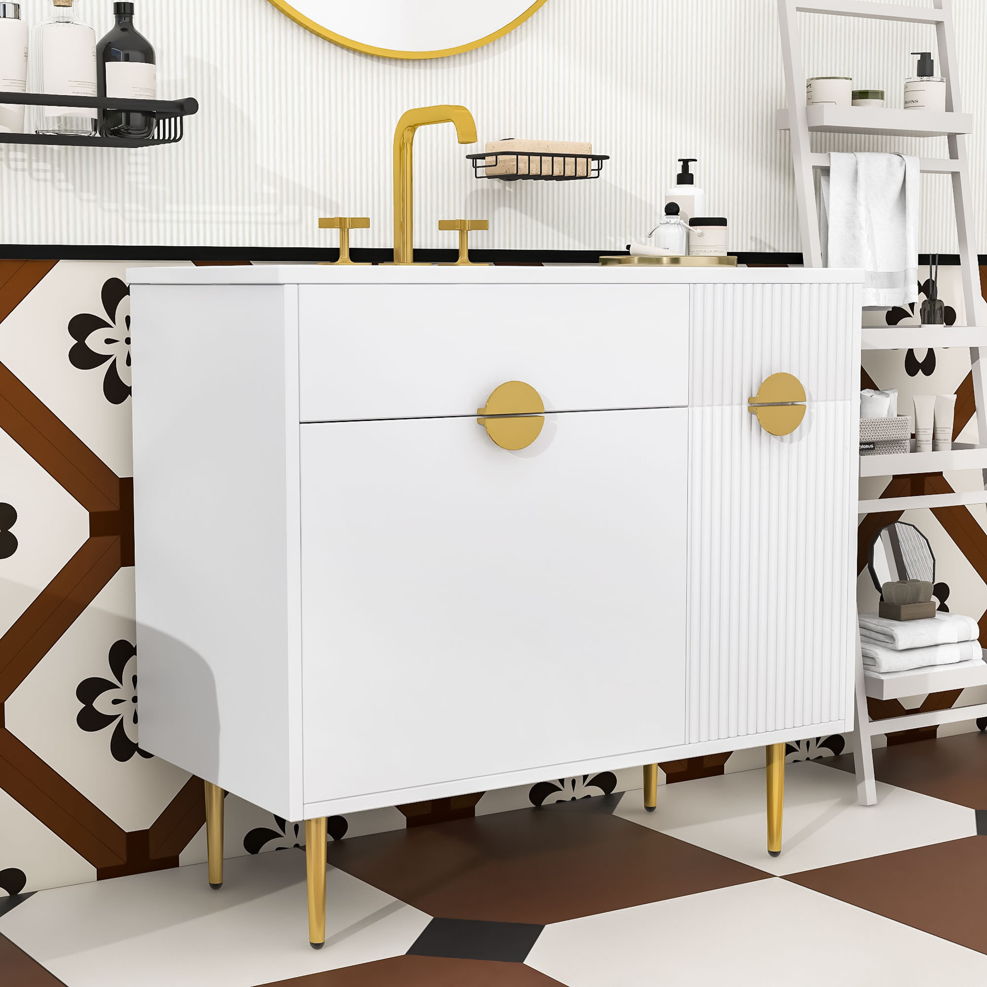 Mercer41 Modern Bathroom Vanity with Basin Sink | Wayfair