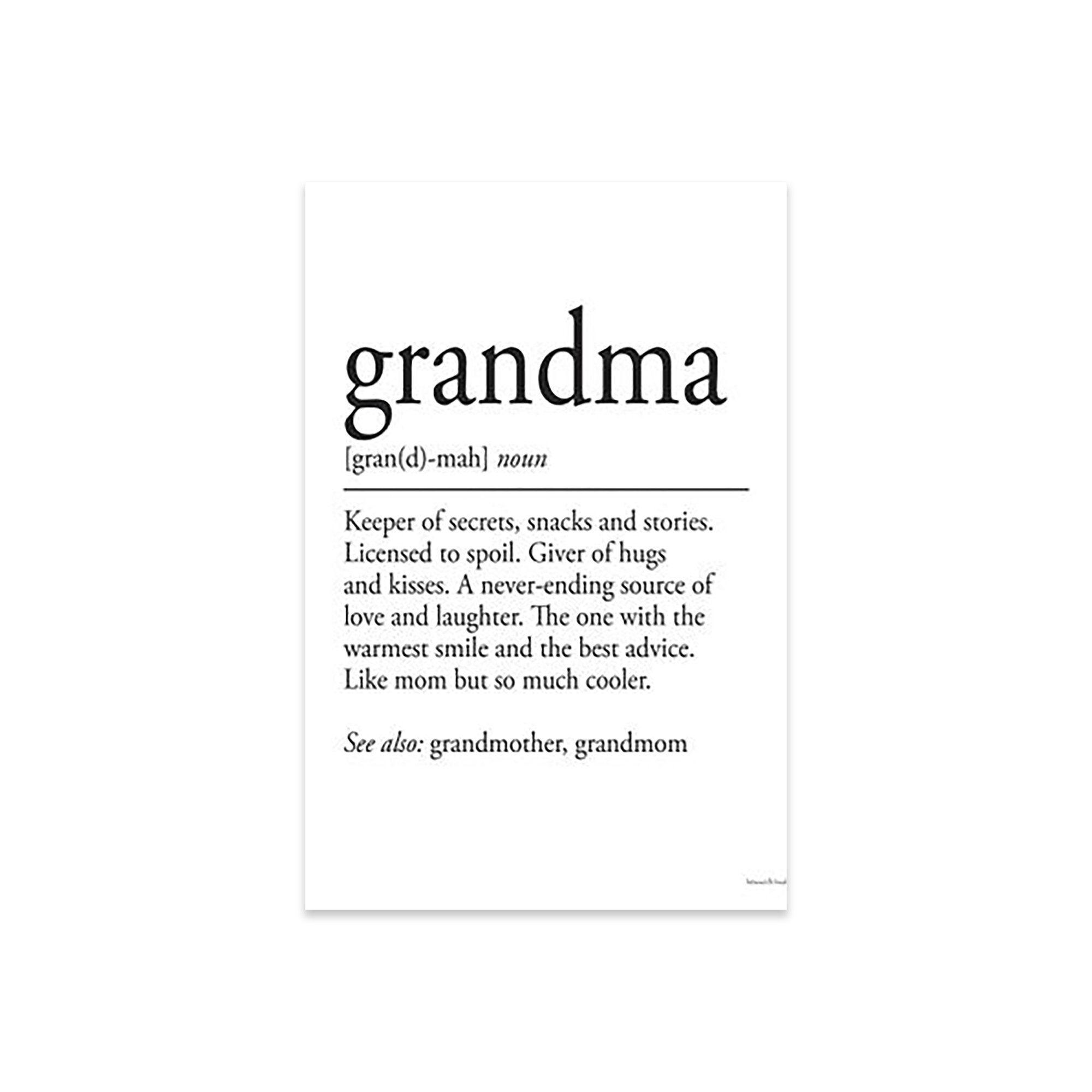 Trinx Grandma Definition by Lettered & Lined - Unframed Graphic Art ...