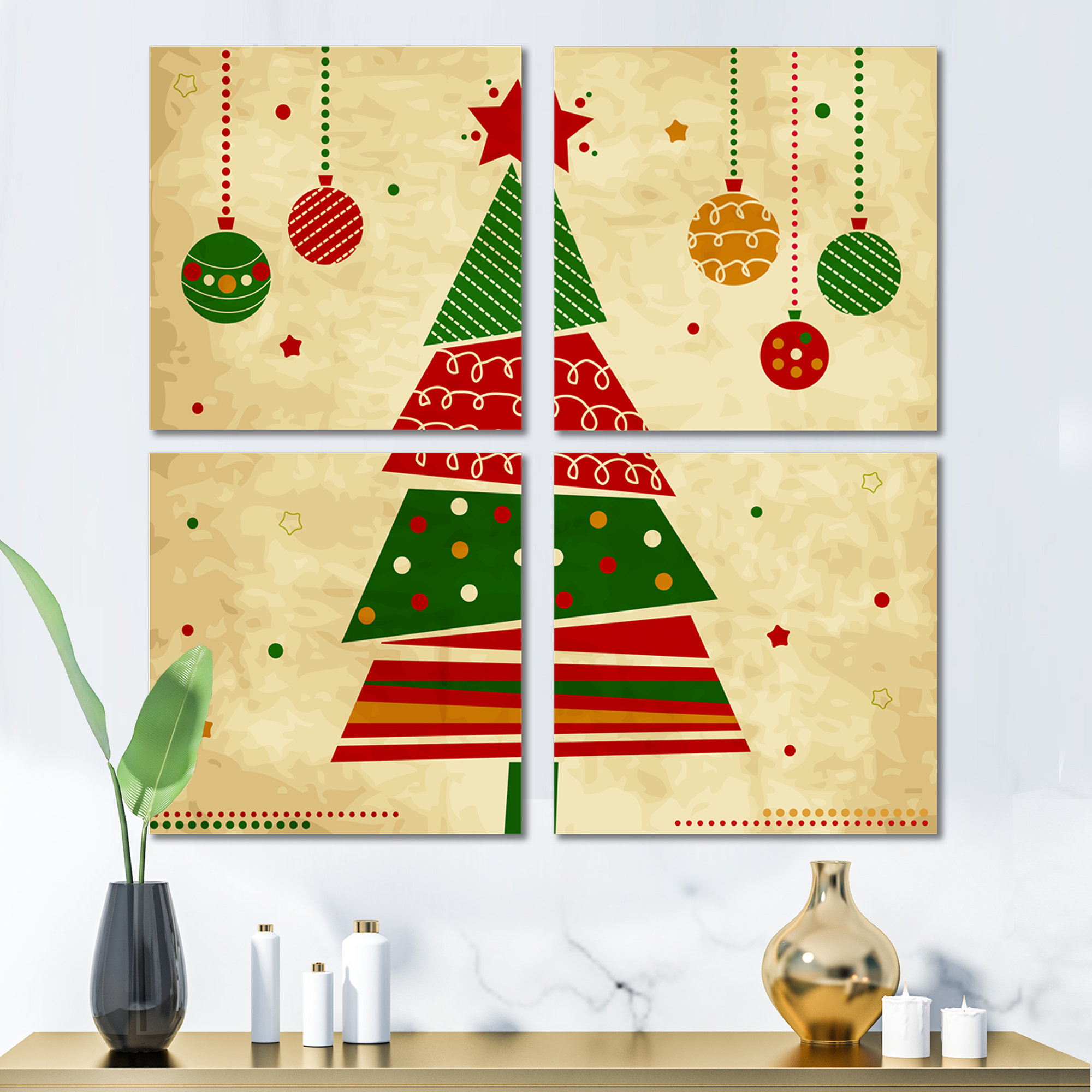 The Holiday Aisle® Deconstructed Abstract Red And Green Christmas Tree ...