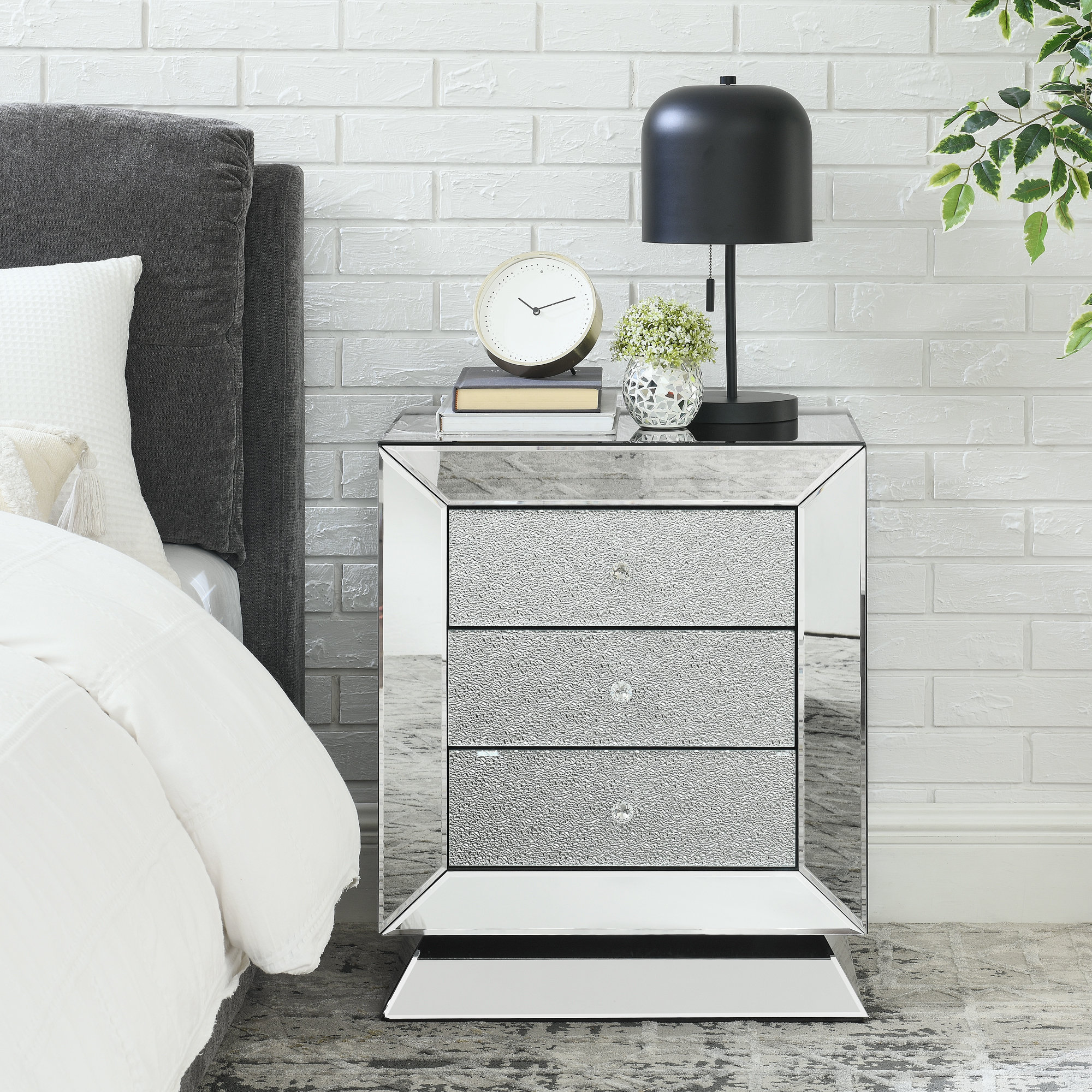 Everly Quinn Dunleith Glass Nightstand | Wayfair