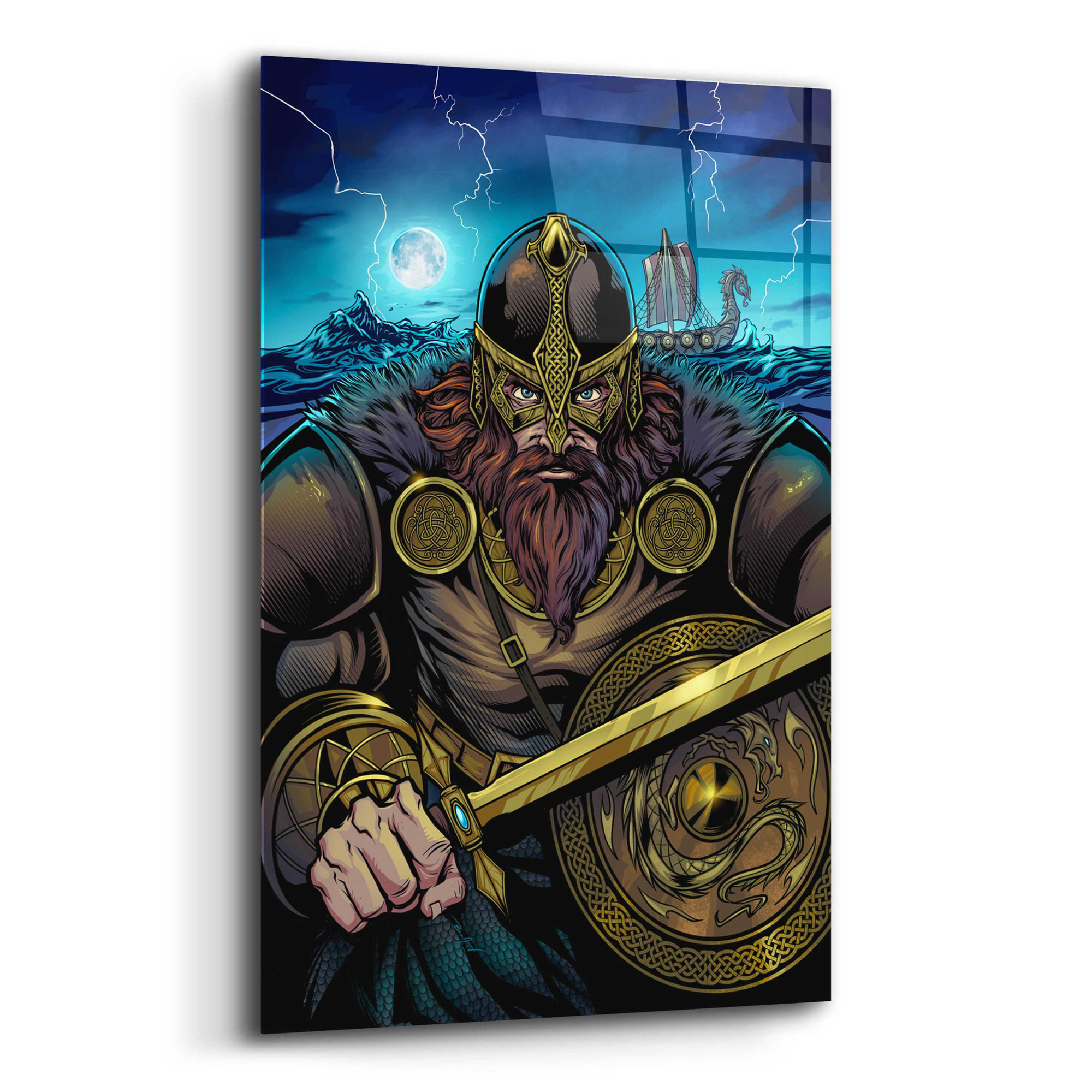 Trinx Viking Sword And Shield Moonlight On Plastic / Acrylic by Flyland ...
