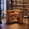 Union Rustic Lukeshia Home Bar Unit, L-Shaped Wood Bar Cabinet With Stemware Racks And 3-Tier ...