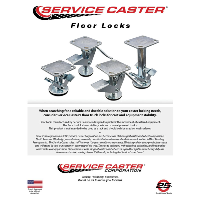 Service Caster Kickbar Floor Truck Lock w/Top Plate Service Caster ...