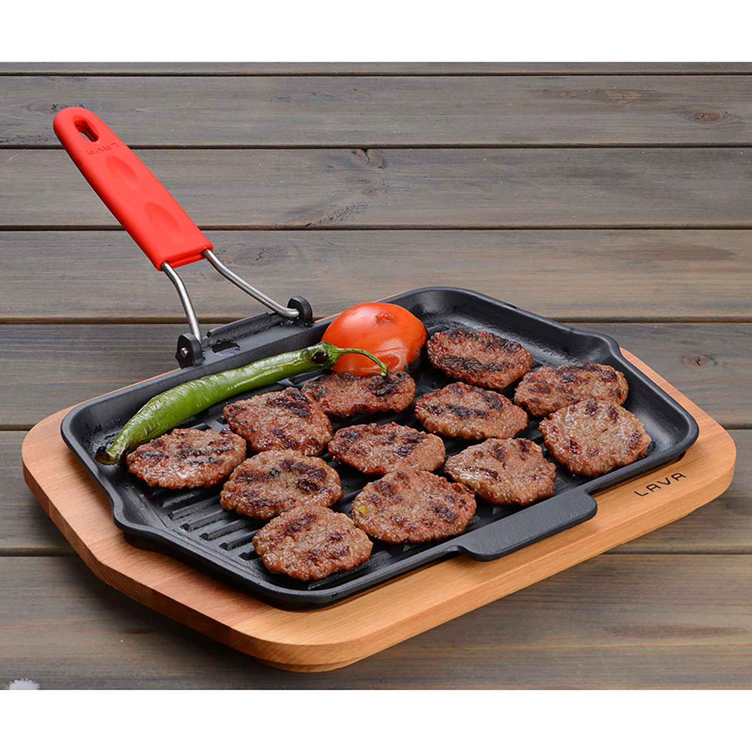 LAVA CAST IRON Lava Enameled Cast Iron Griddle 12 inch-Rectangle with ...