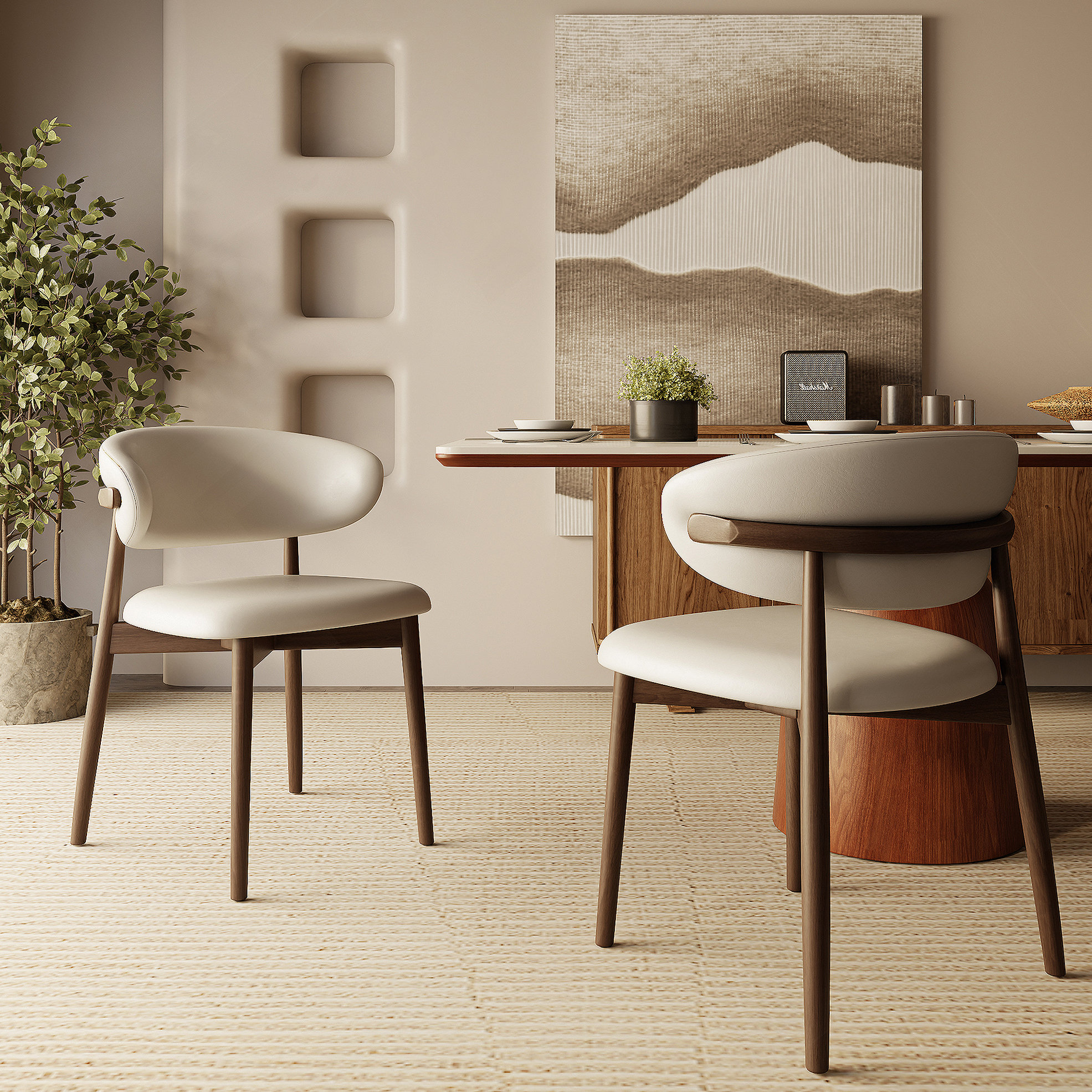 Corrigan Studio Leather Upholstered Dining Chairs Set Of 2, Armless ...