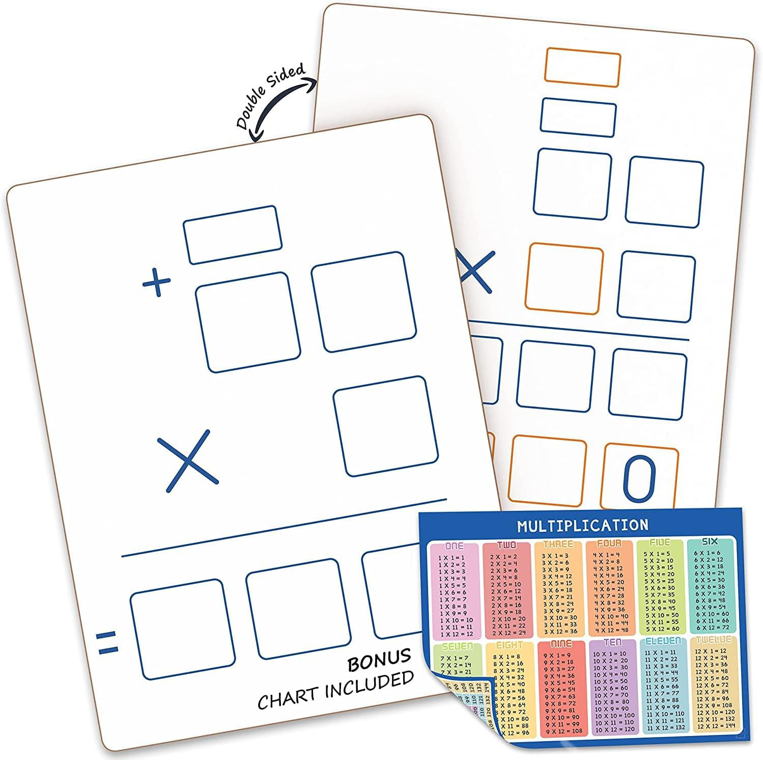 Scribbledo 2 Pack Dry Erase Long Multiplication Board 9"x12" Double ...