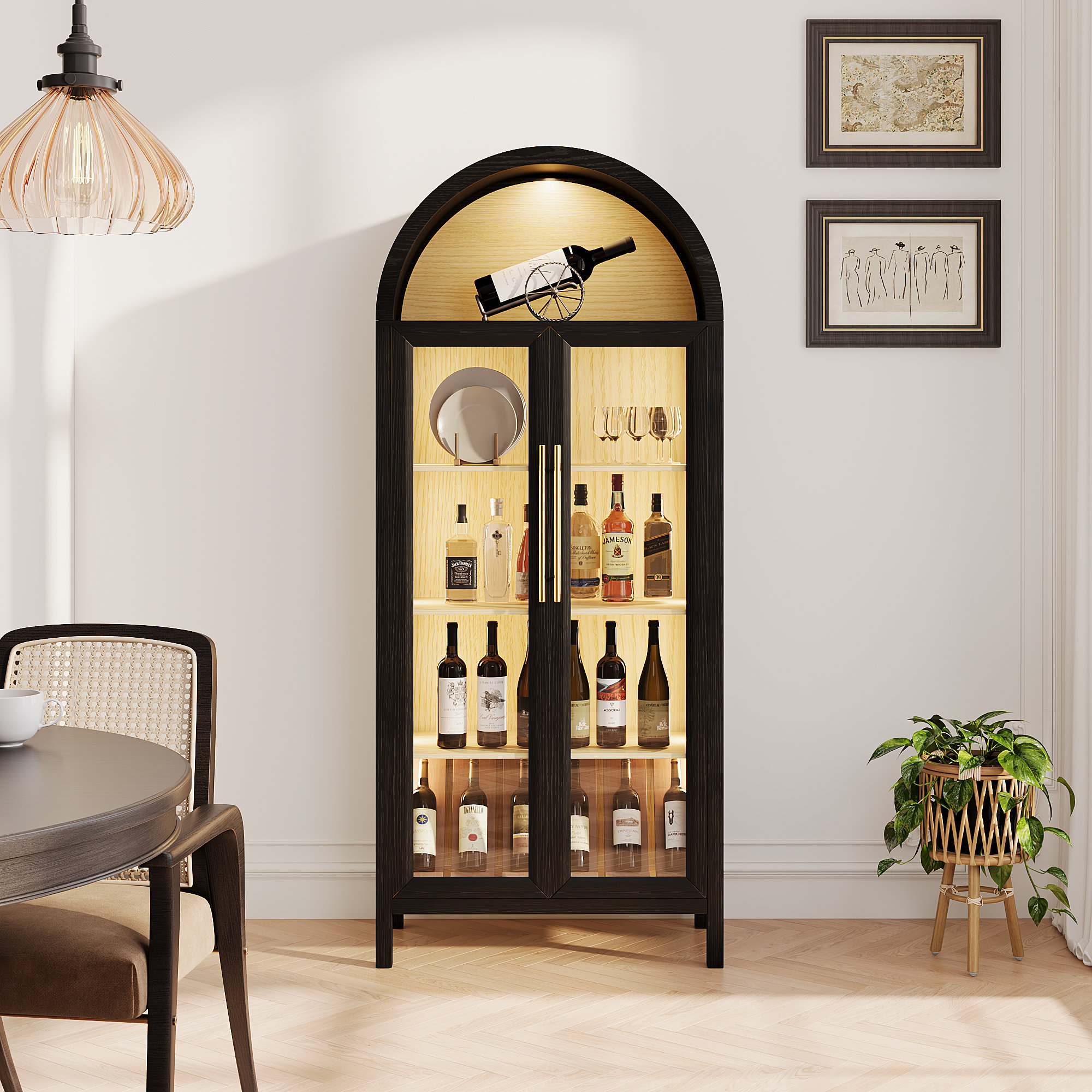 Winston Porter 68" Tall Arched Storage Display Cabinet & Reviews | Wayfair