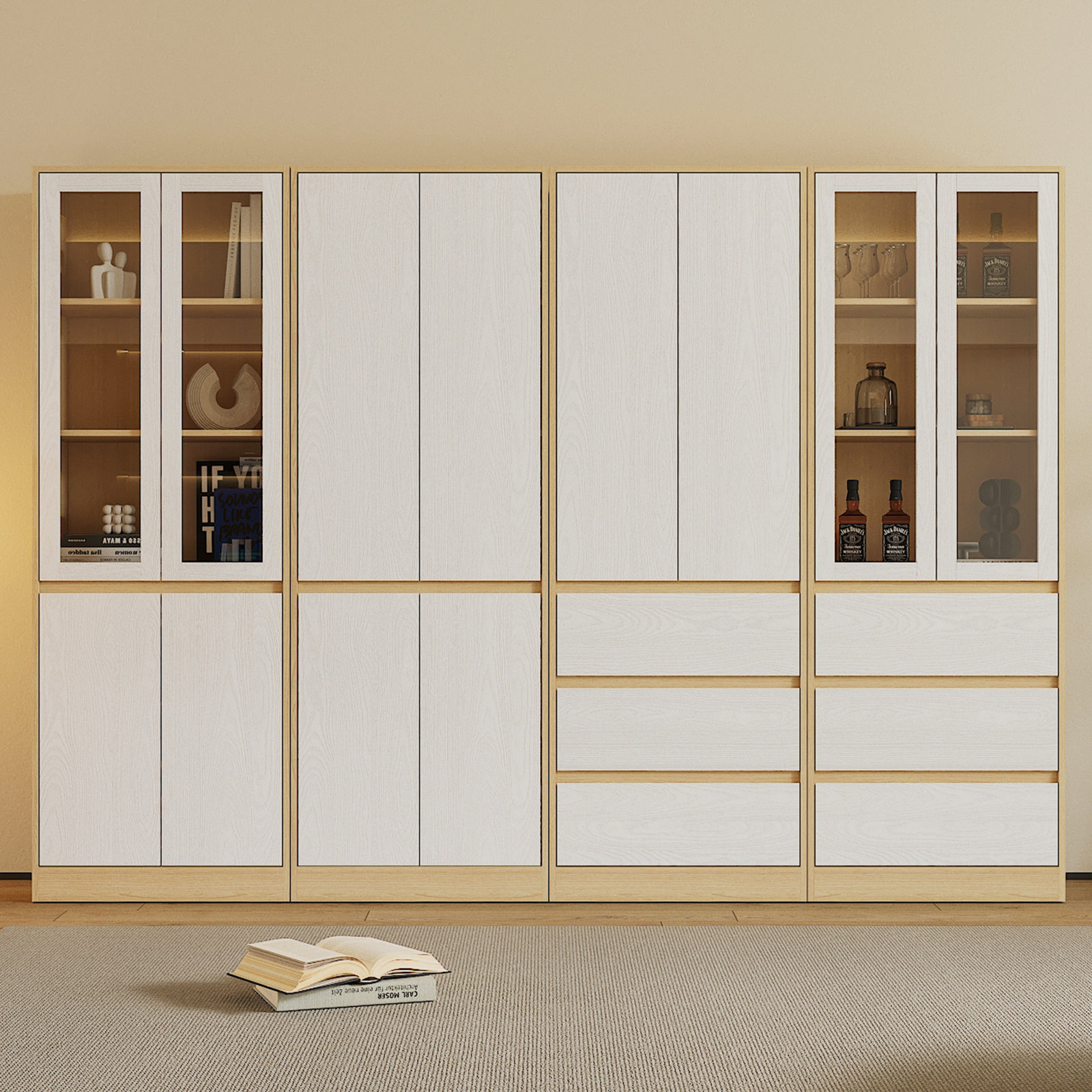 Latitude Run® Reshelle 71" H x 94.5" W Glass Library Bookcase, 5-tier ...