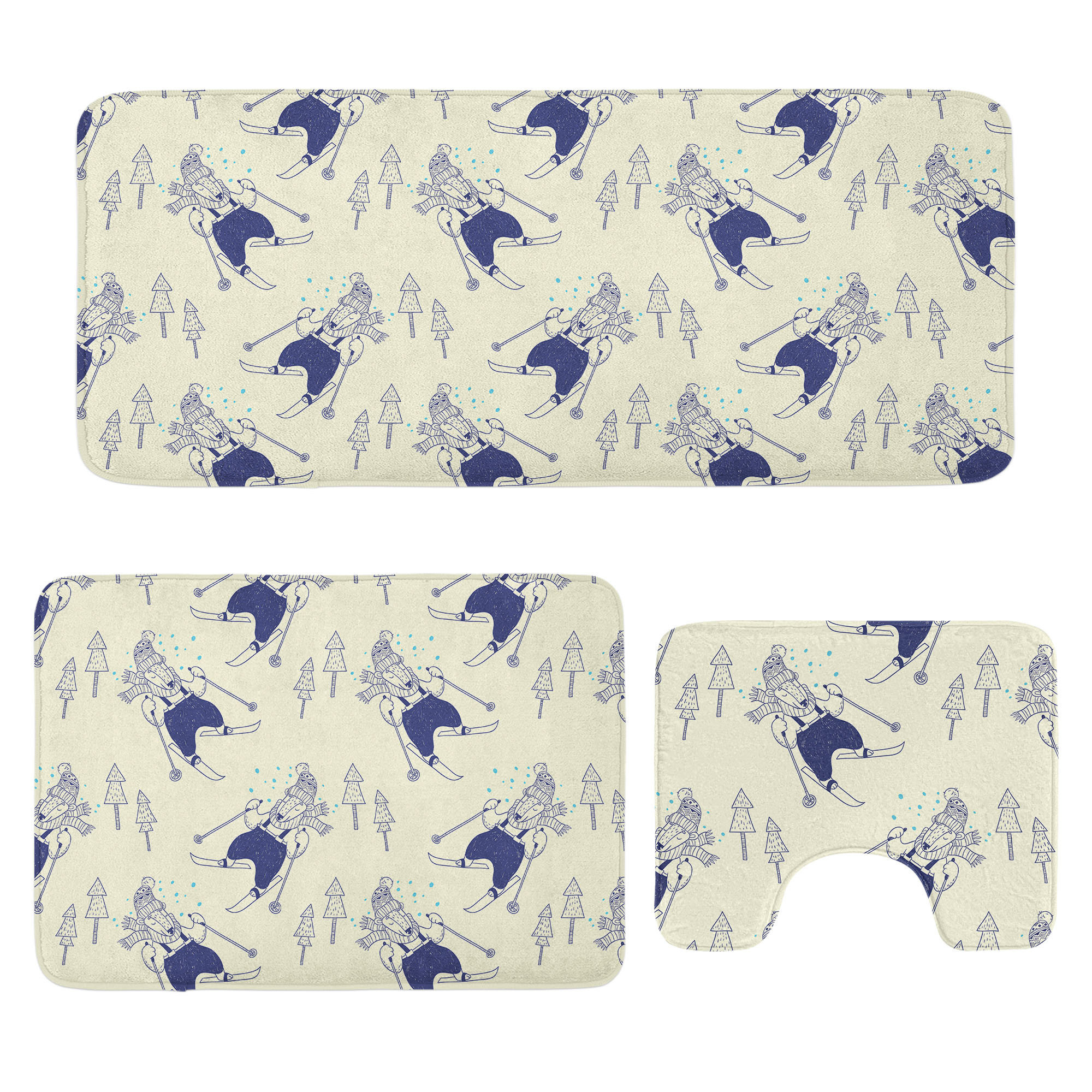 Dakota Fields Winter Bathroom Rug Set 3 Pieces U-Shape & Rectangle Mats ...