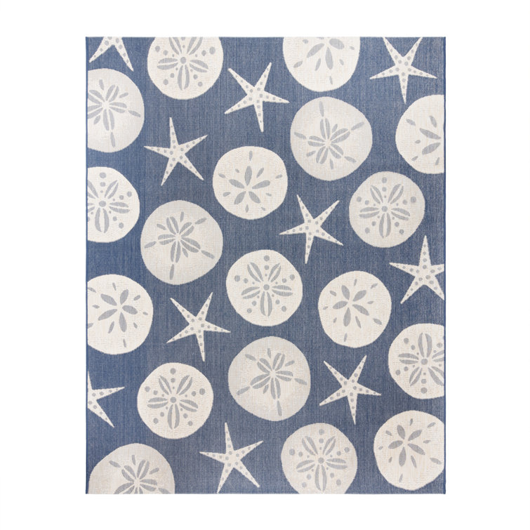Gertmenian Paseo Starfish Navy Blue/Beige Nautical Sand Dollar/Starfish ...