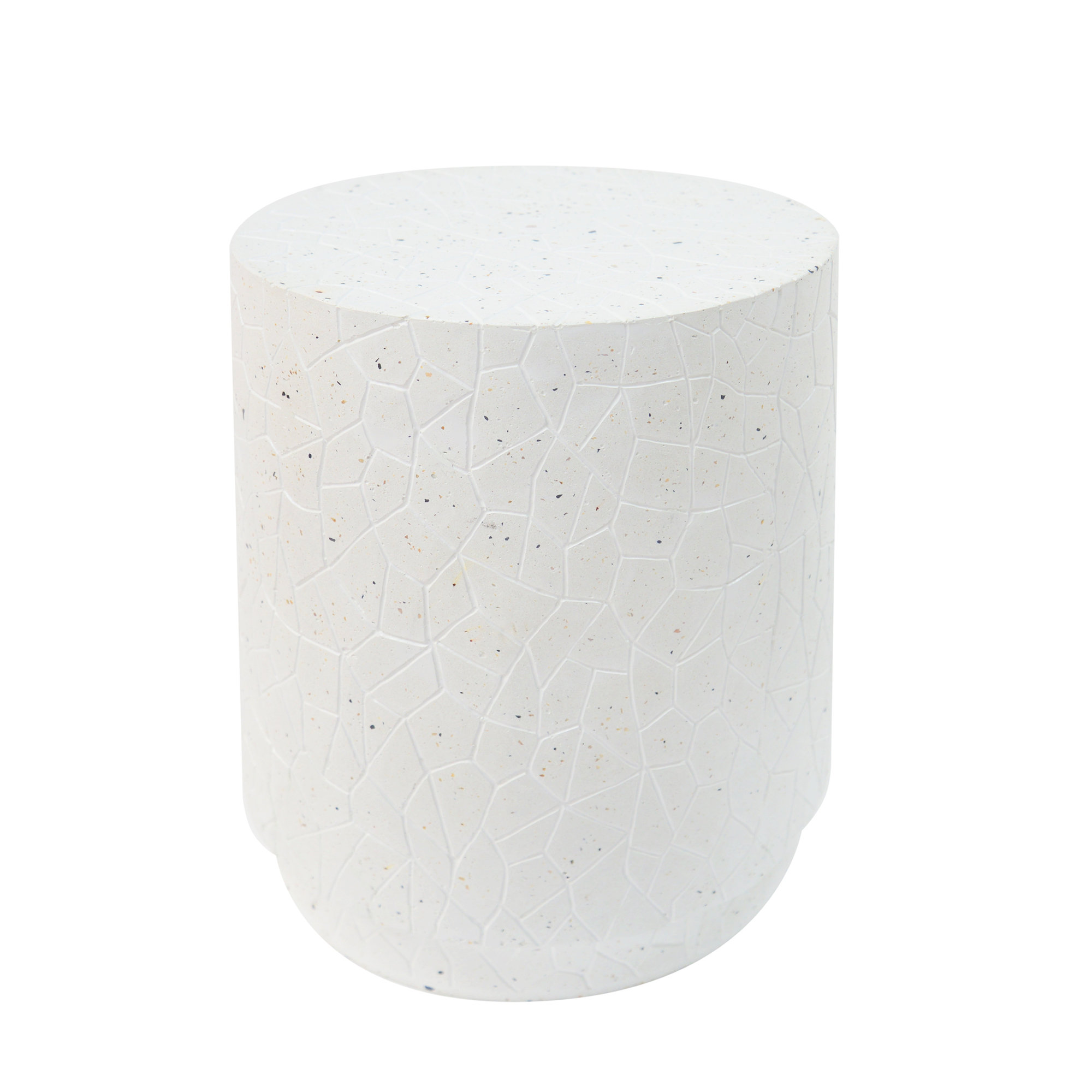 Ivy Bronx Outdoor Terrazzo Concrete Drum End Table | Wayfair