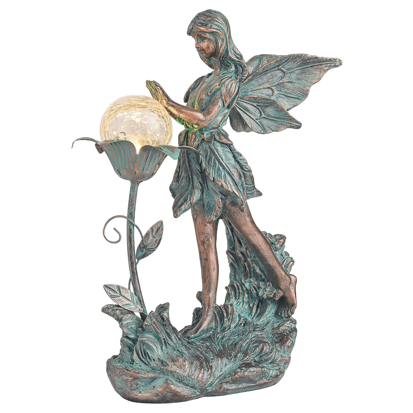 Trinx Bronze Garden Sculptures & Statues With Solar Outdoor Light | Wayfair