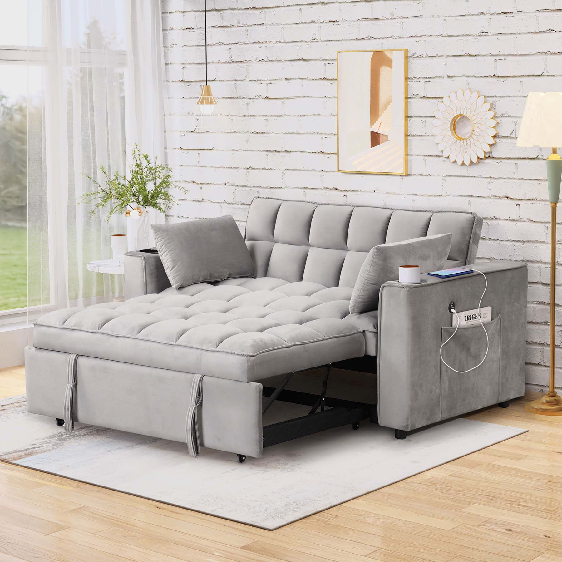 Latitude Run® Taysean 55.3" Upholstered Sleeper Sofa | Wayfair