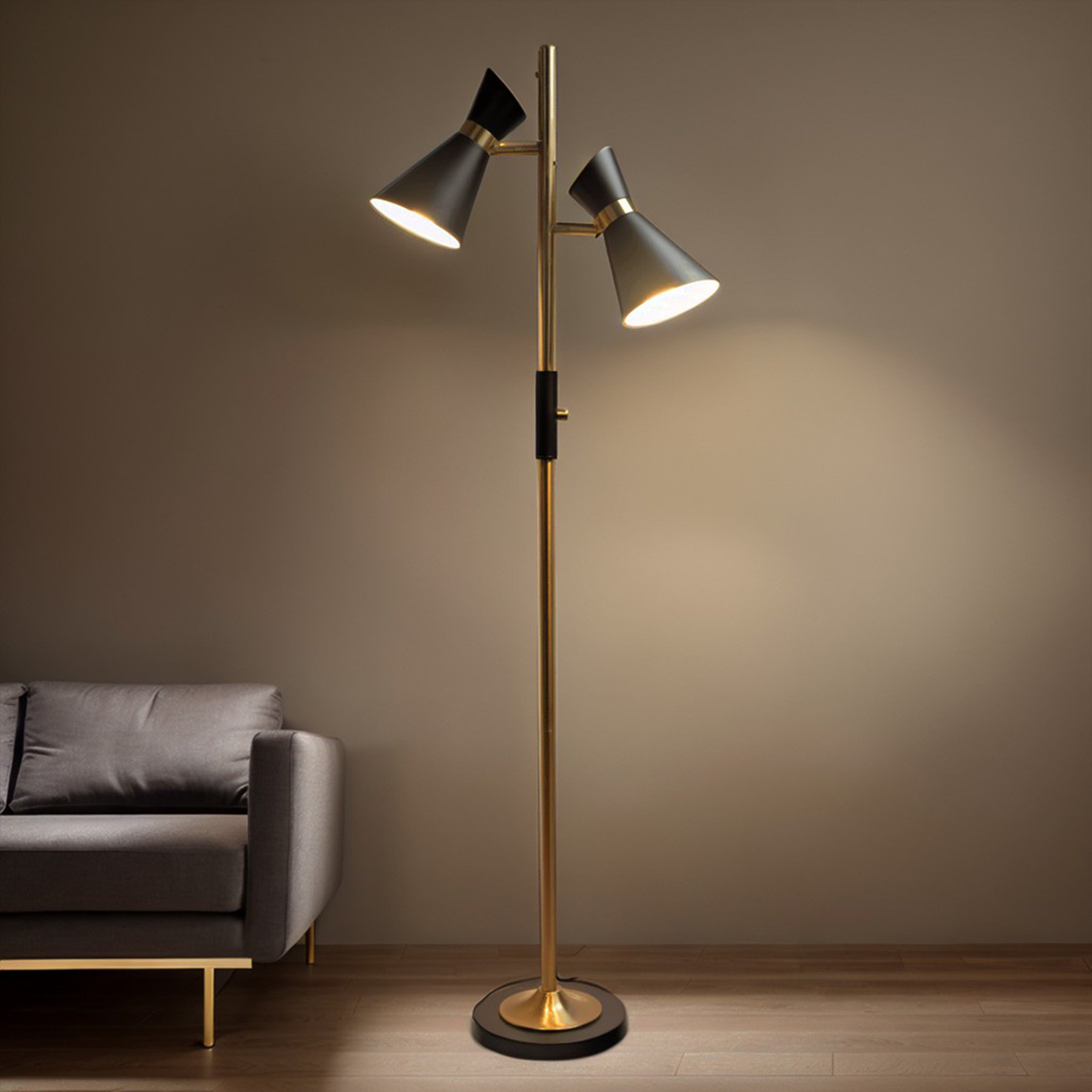 Mercer41 Axis Brassed Gold Floor Lamp | Wayfair