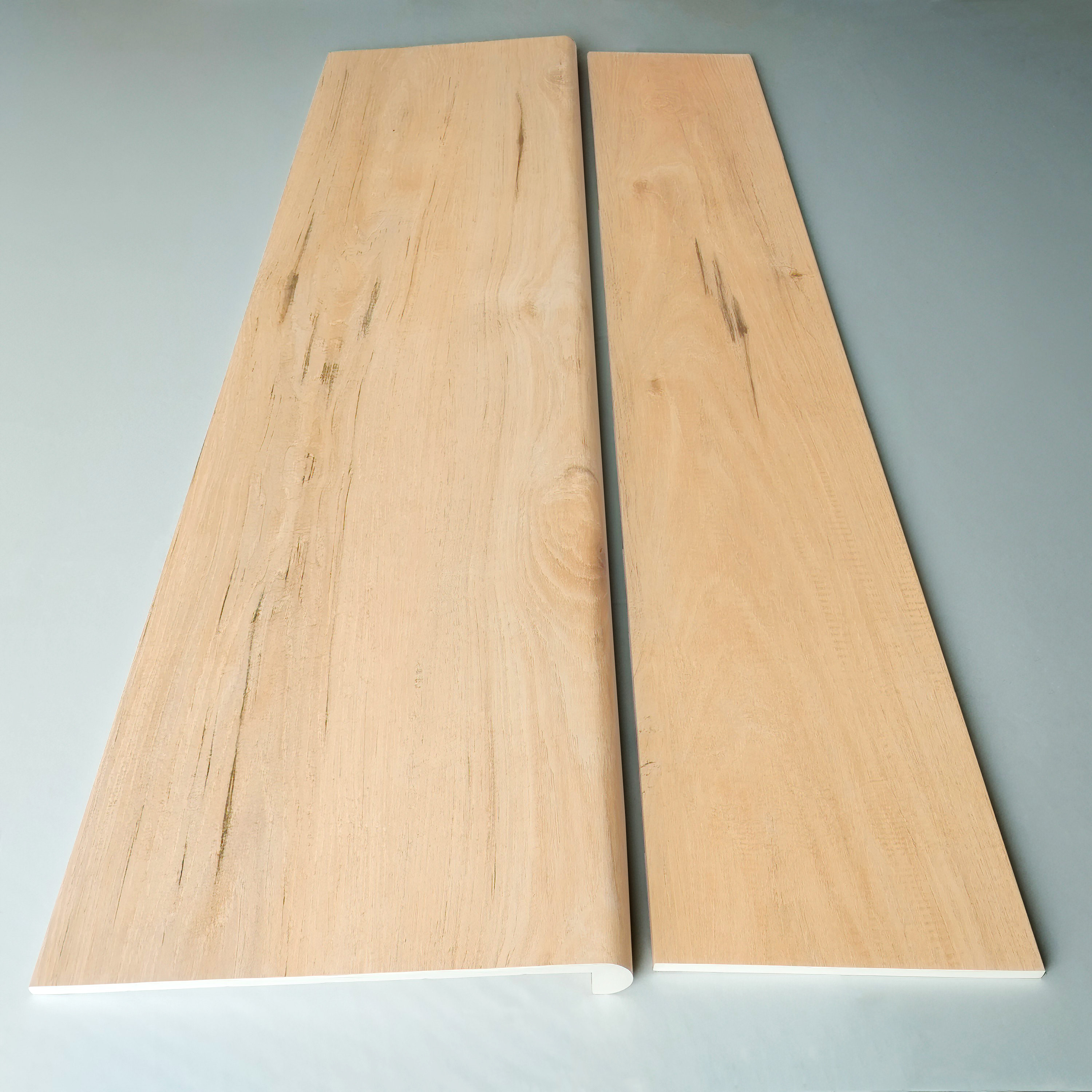 ECOHAB Vinyl WPC Round Stair Tread (11.8'' W x 48'' L) with Riser (7.9 ...