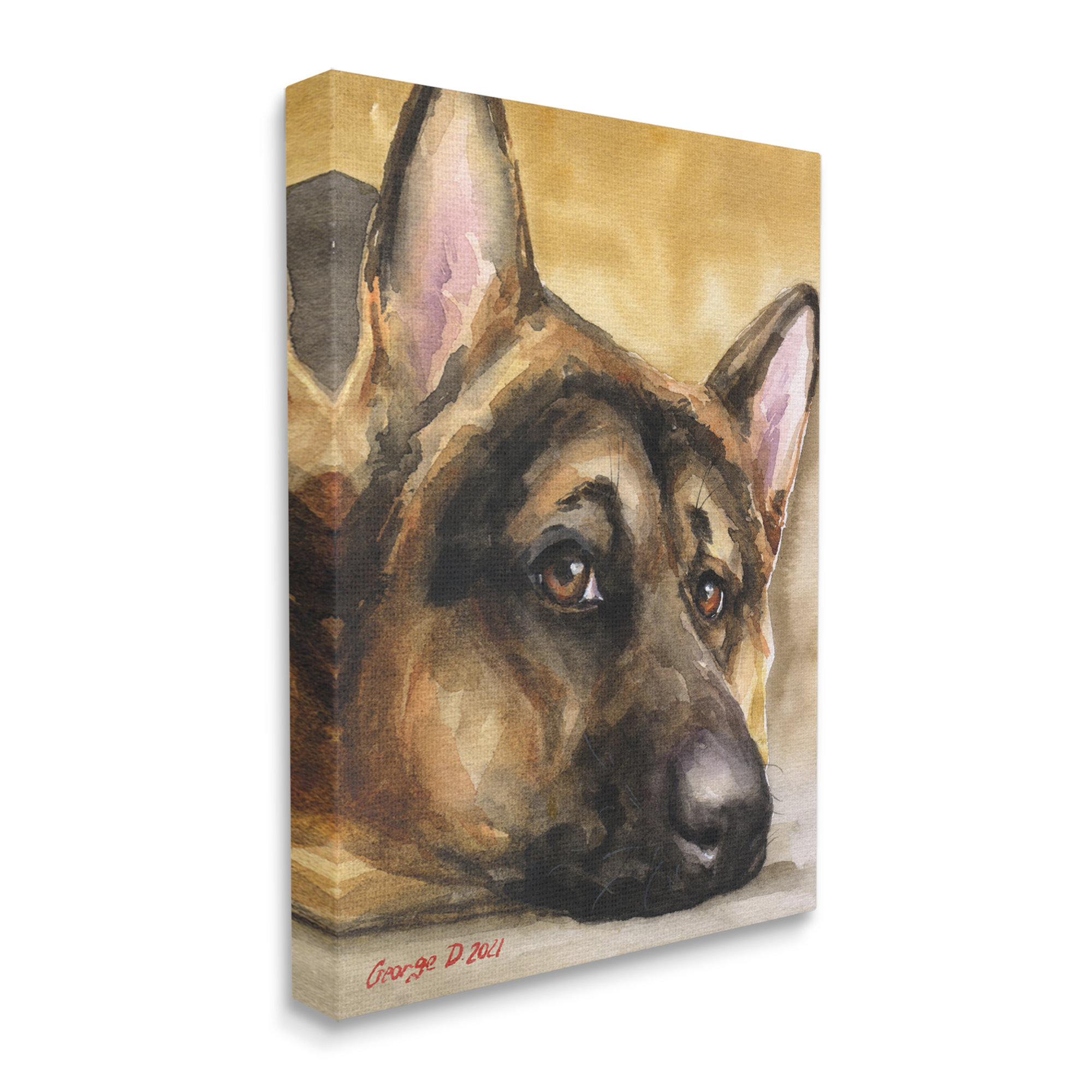 Stupell Industries German Shepherd Dog Sympathetic Gazing Animal ...