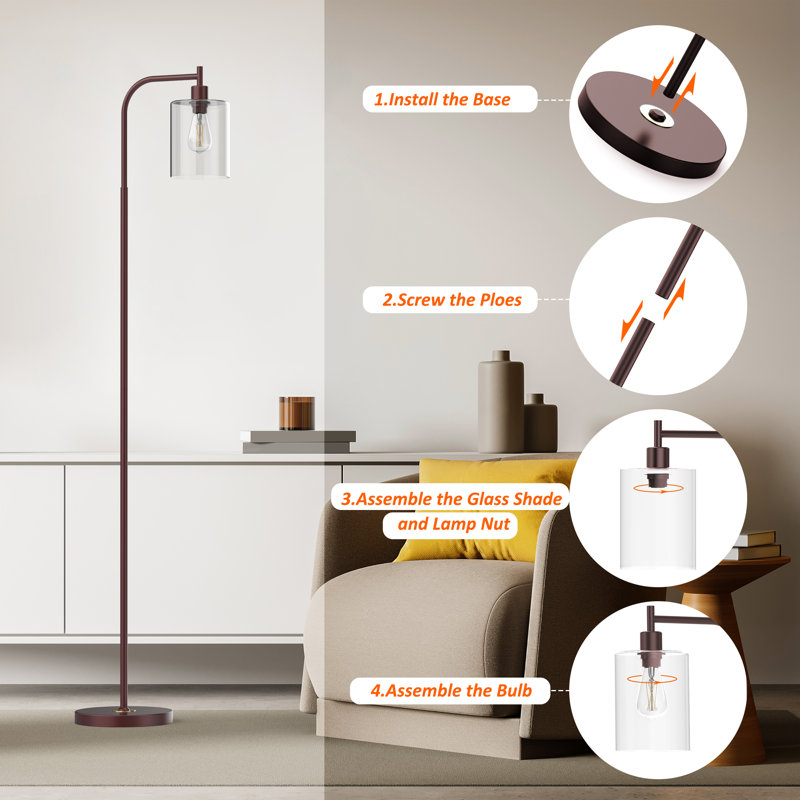 Wrought Studio Demerrick 66.1" Arched Floor Lamp with Two LED Bulbs ...