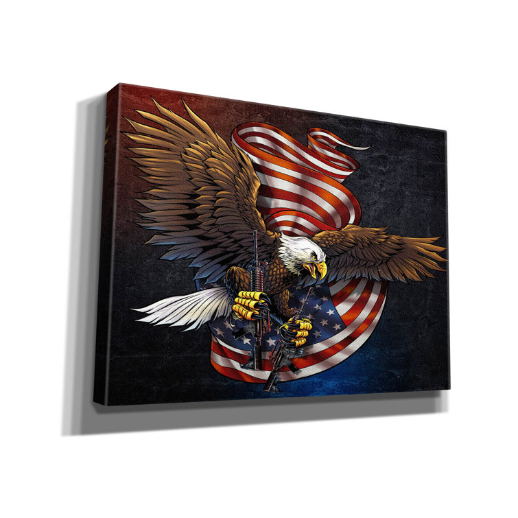 Trinx Routh 'Eagle And Guns' By Flyland Designs, Canvas Wall Art ...