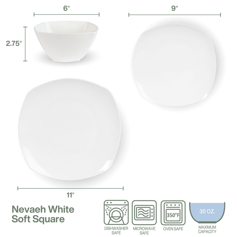 Fitz and Floyd Nevaeh White 12-Piece Lightweight Bone China Dinnerware ...