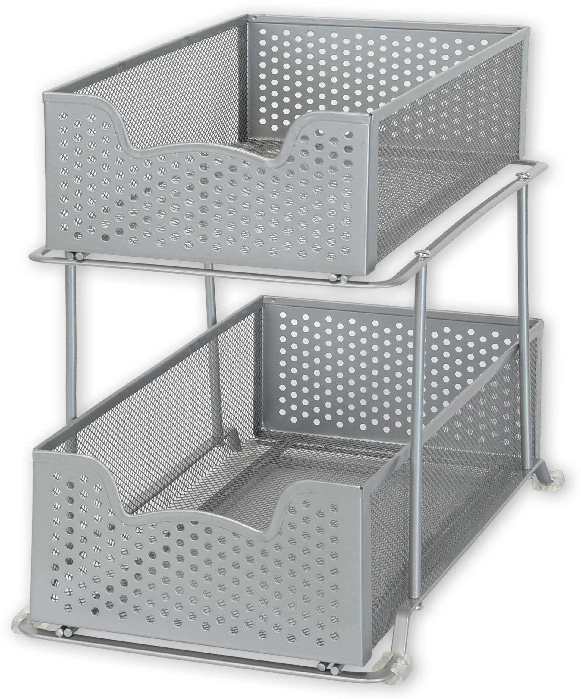 Prep & Savour Silver Alloy Steel 2-Drawer Sliding Basket Organizer For ...