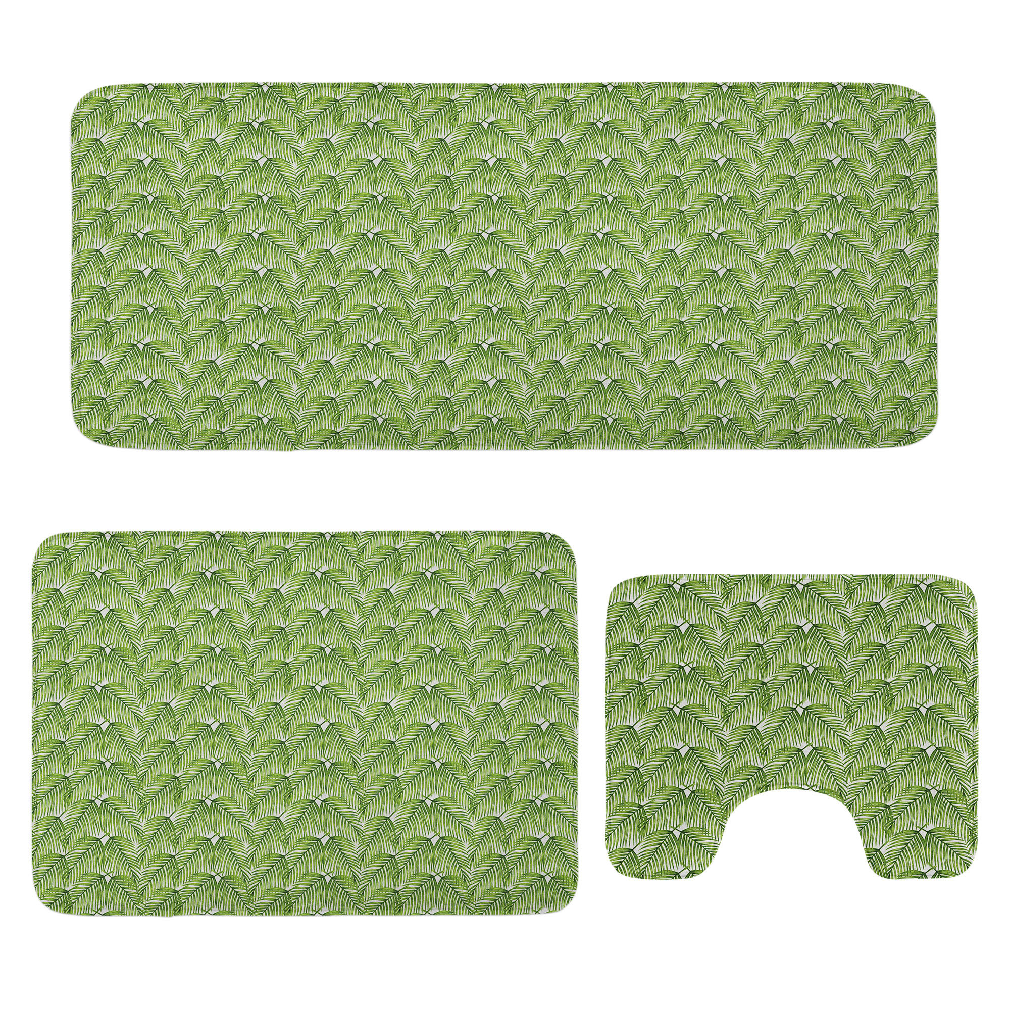 East Urban Home Plant Bathroom Rug Set 3 Pieces U-Shape & Rectangle ...
