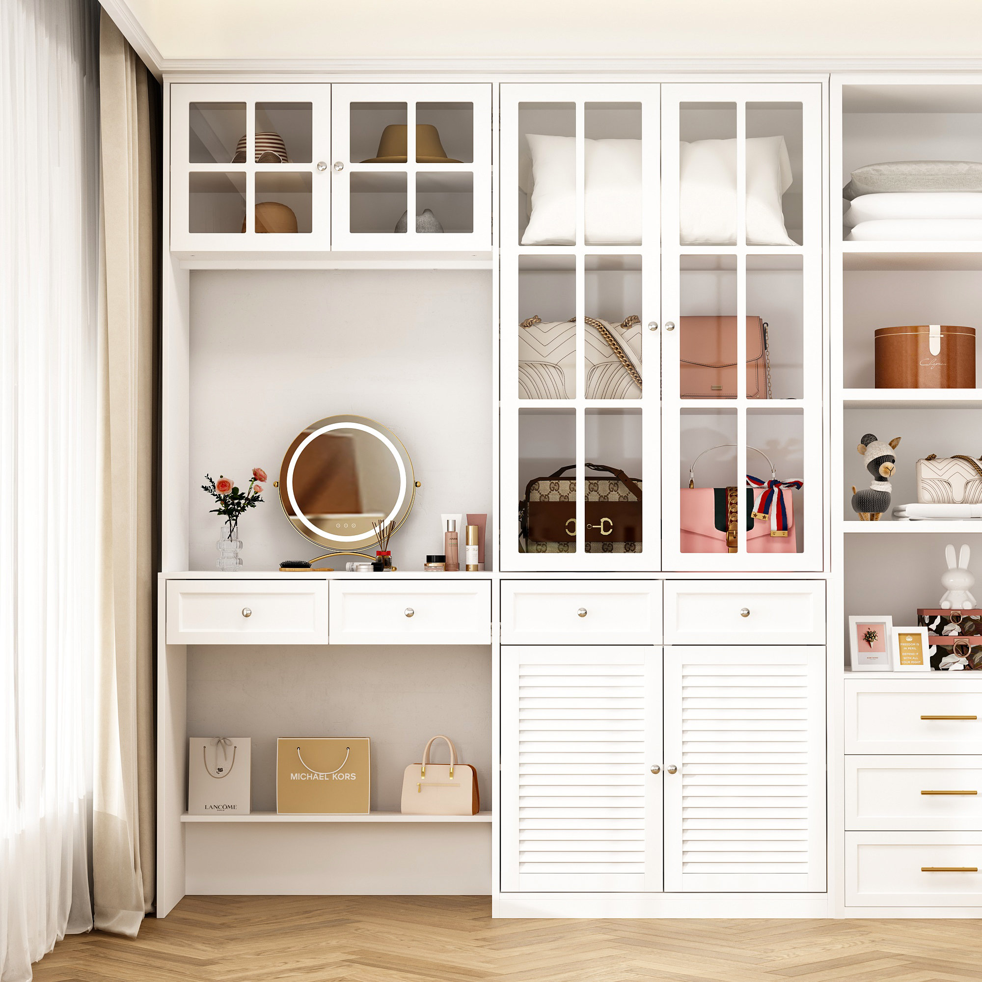 Rebrilliant Closet System With Shelves And Drawers And Integrated ...