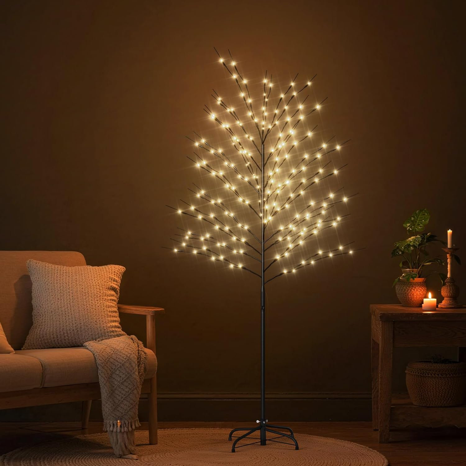 Latitude Run® Lighted Tree Set 5Ft, 6Ft And 7Ft With Warm White LED ...