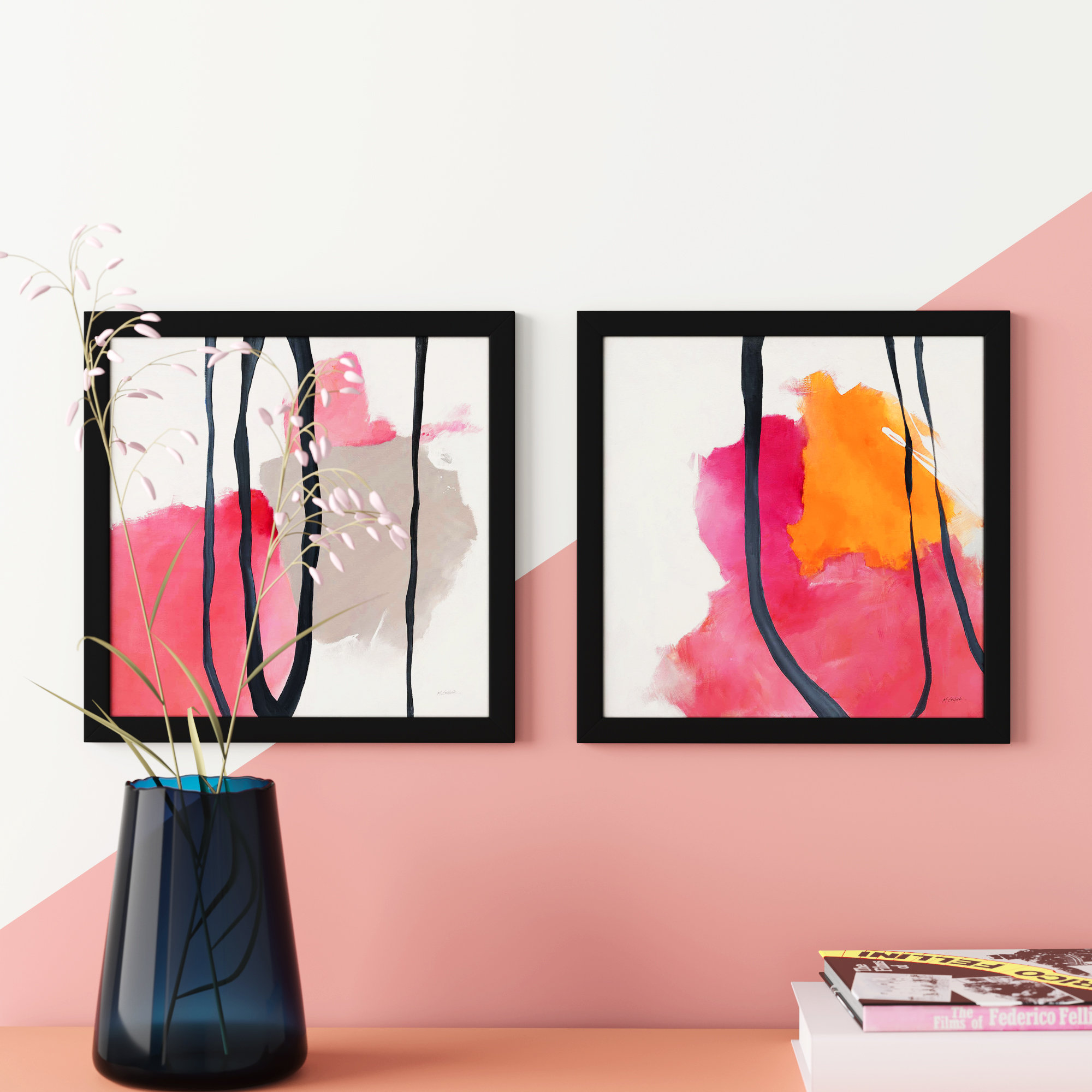 Ebern Designs 'Somersault I' - 2 Piece Picture Frame Acrylic Painting ...