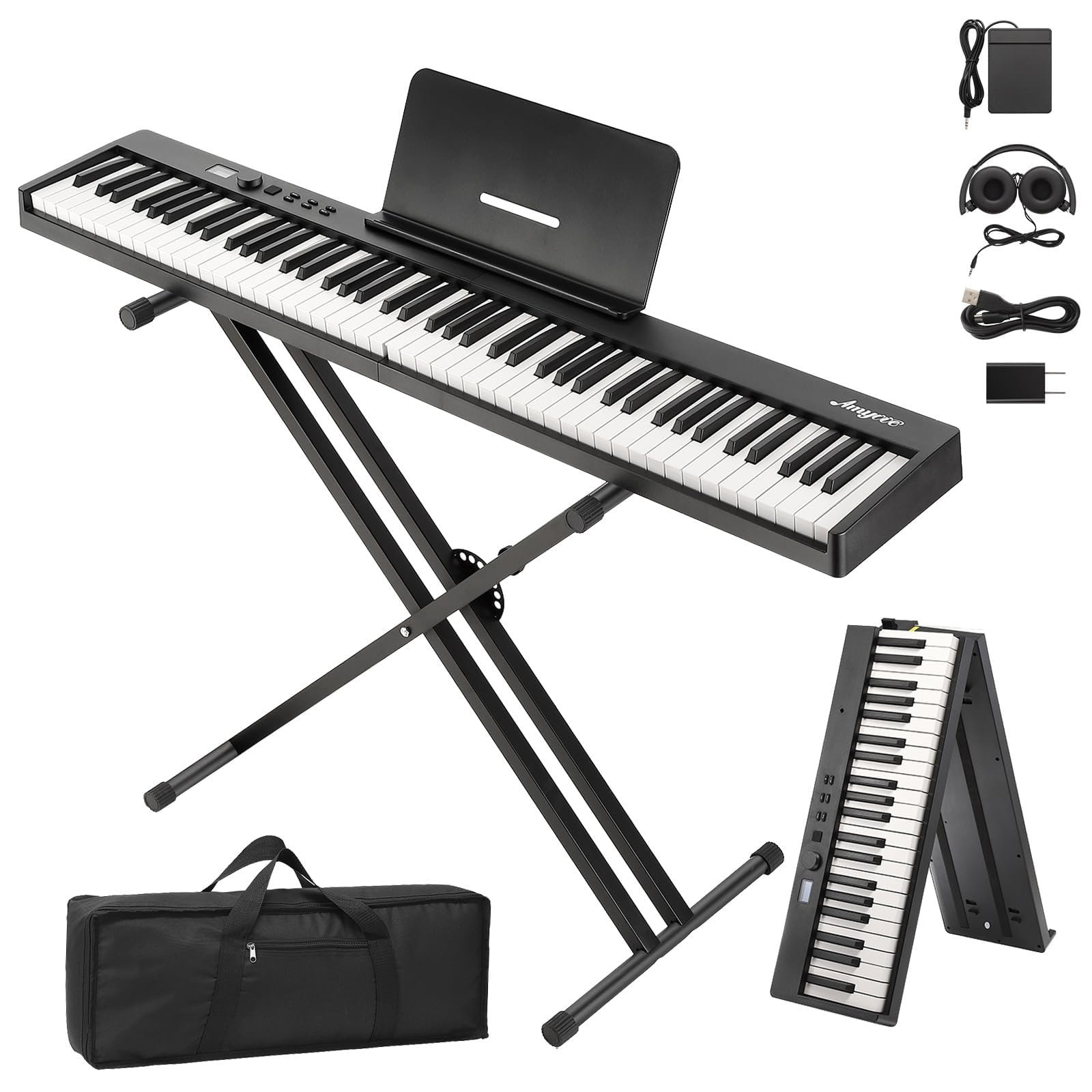 Yuan Home Portable Piano Keyboard, Folding Digital Piano 88 Key Semi ...