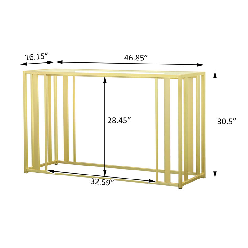 Everly Quinn Metal Frame Console Table with Glass Top | Wayfair