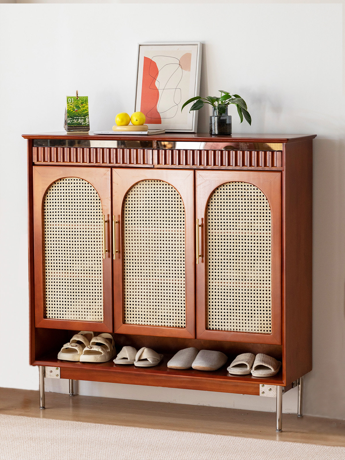 GLIDAS 48.82"H Dark Brown;Silver Cherry Solid Wood;Solid + Manufactured ...