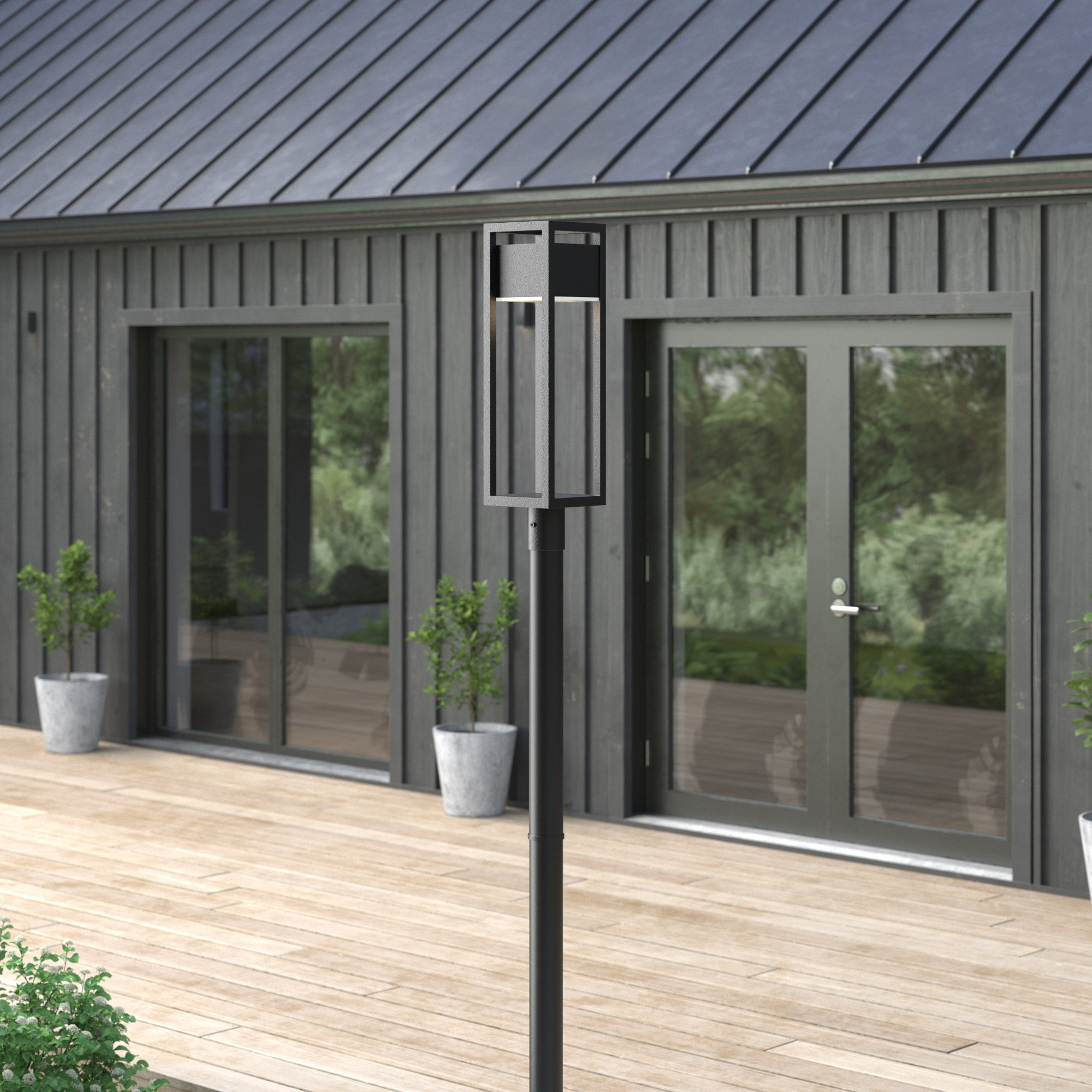 Mercury Row® Esquibel Black 1-Light Integrated LED Lamp Post (Full ...