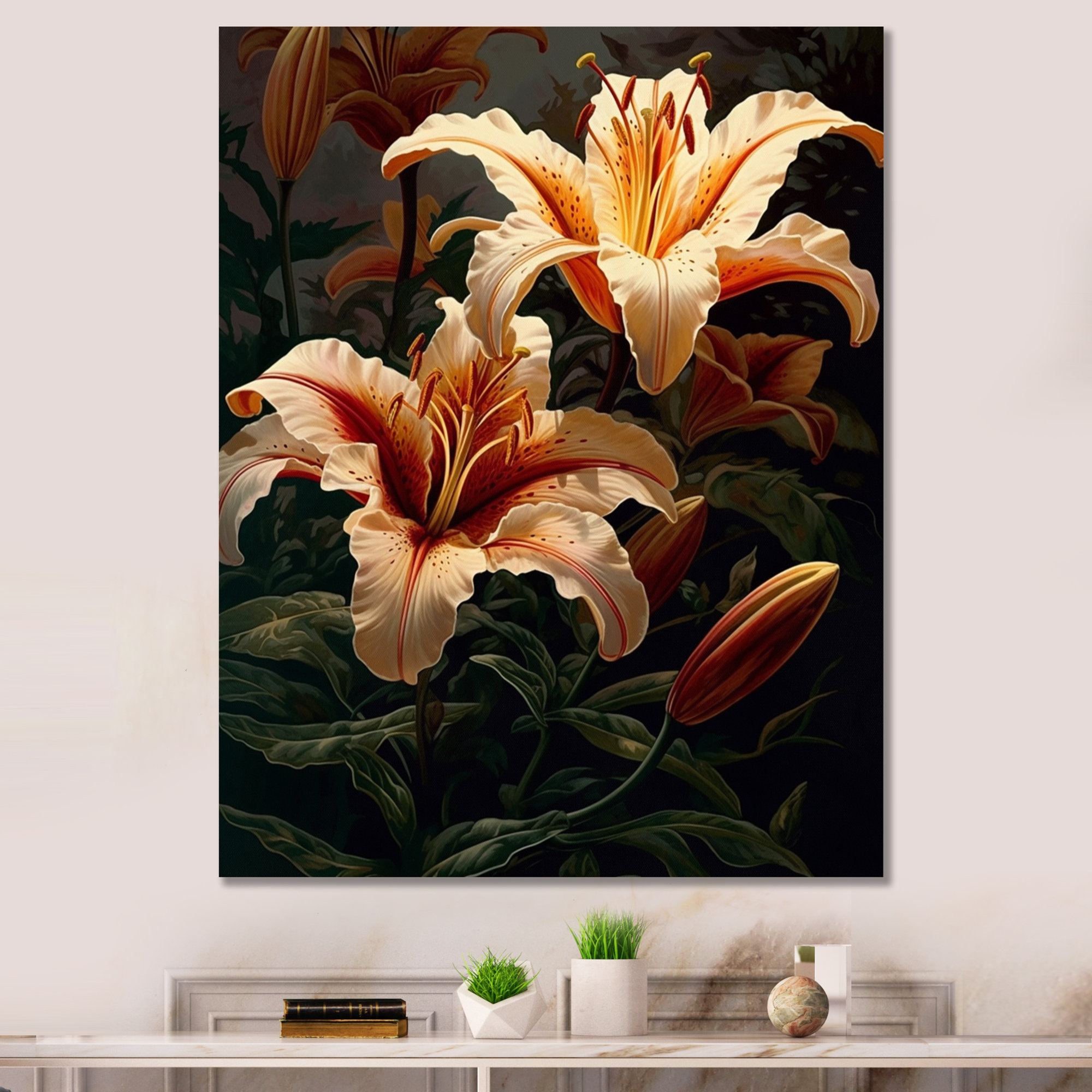 Red Barrel Studio Cream Artful Lilies II - Floral Lily Wall Art Living ...