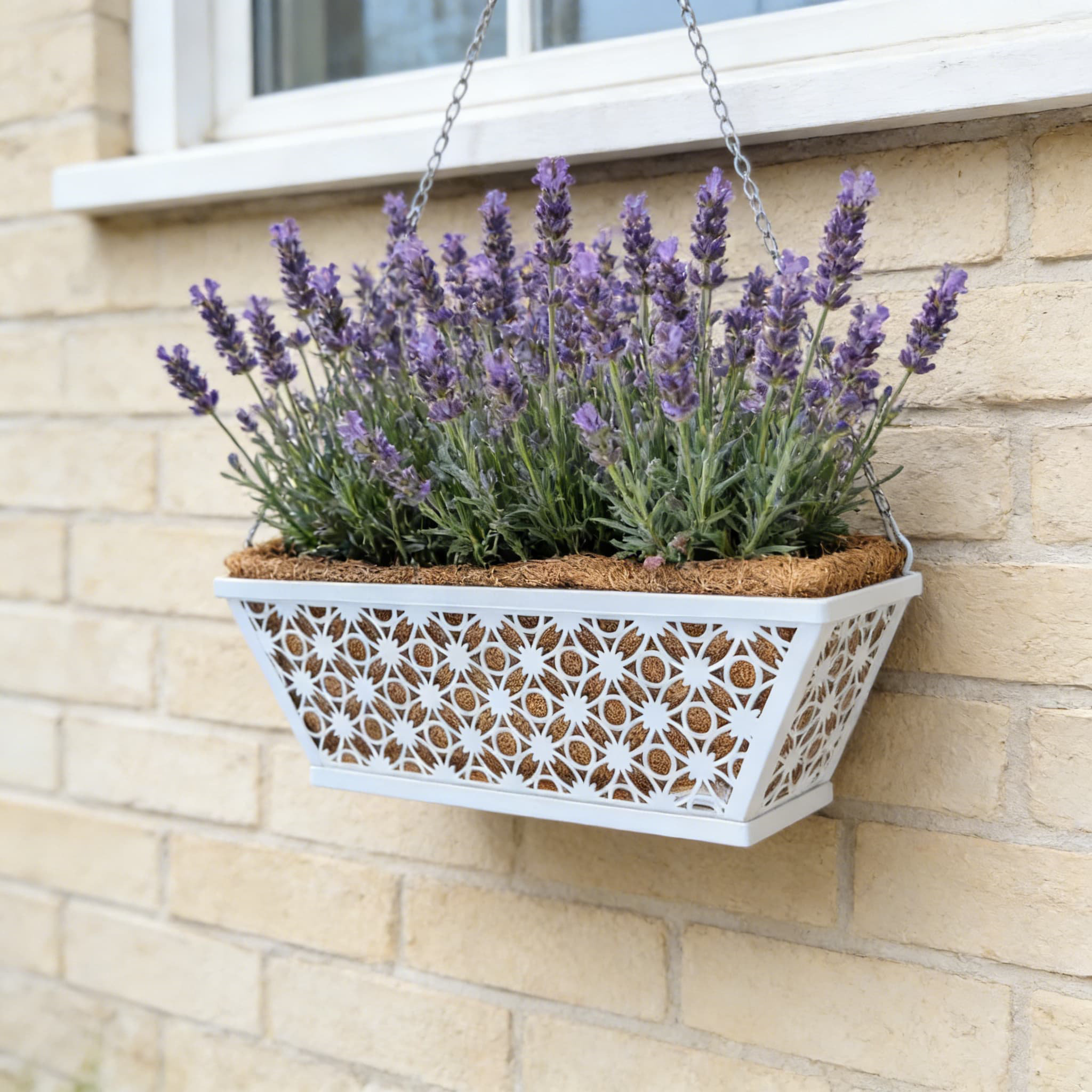 Latitude Run® Metal Railing Planter With Coco Liner, 2-Pack 16 Inch ...