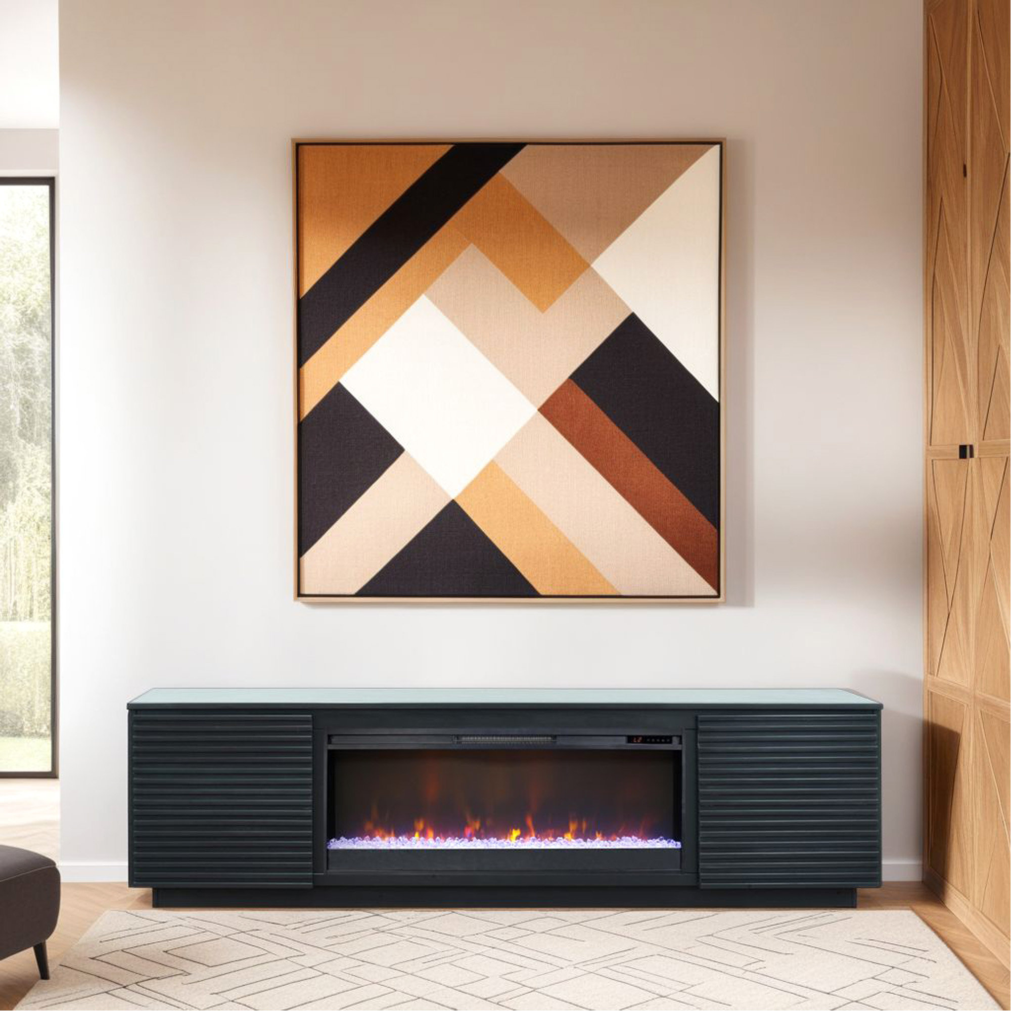 Hokku Designs 89 Inch Fireplace TV Stand For Tvs Up To 100 Inches ...