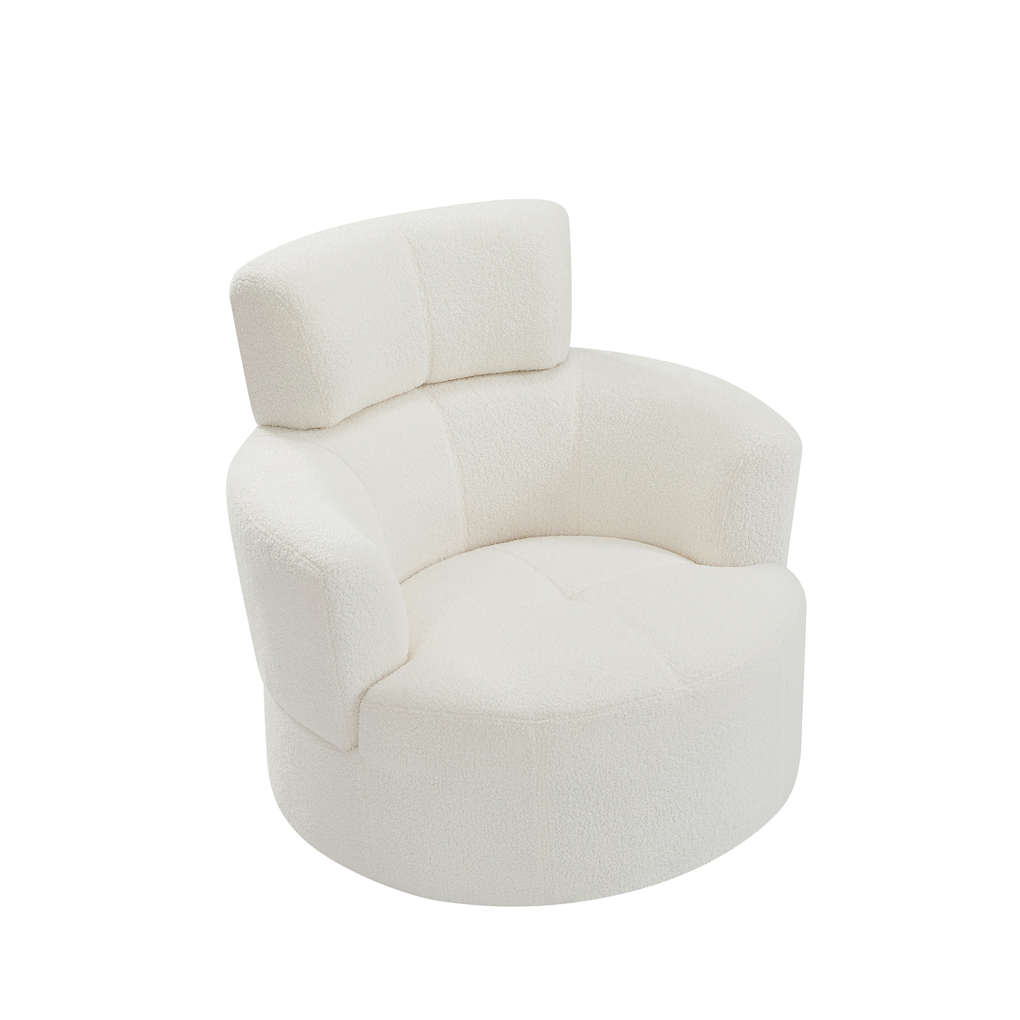 Everly Quinn ° Swivel Function Berber Fleece Modern Round Chair For ...