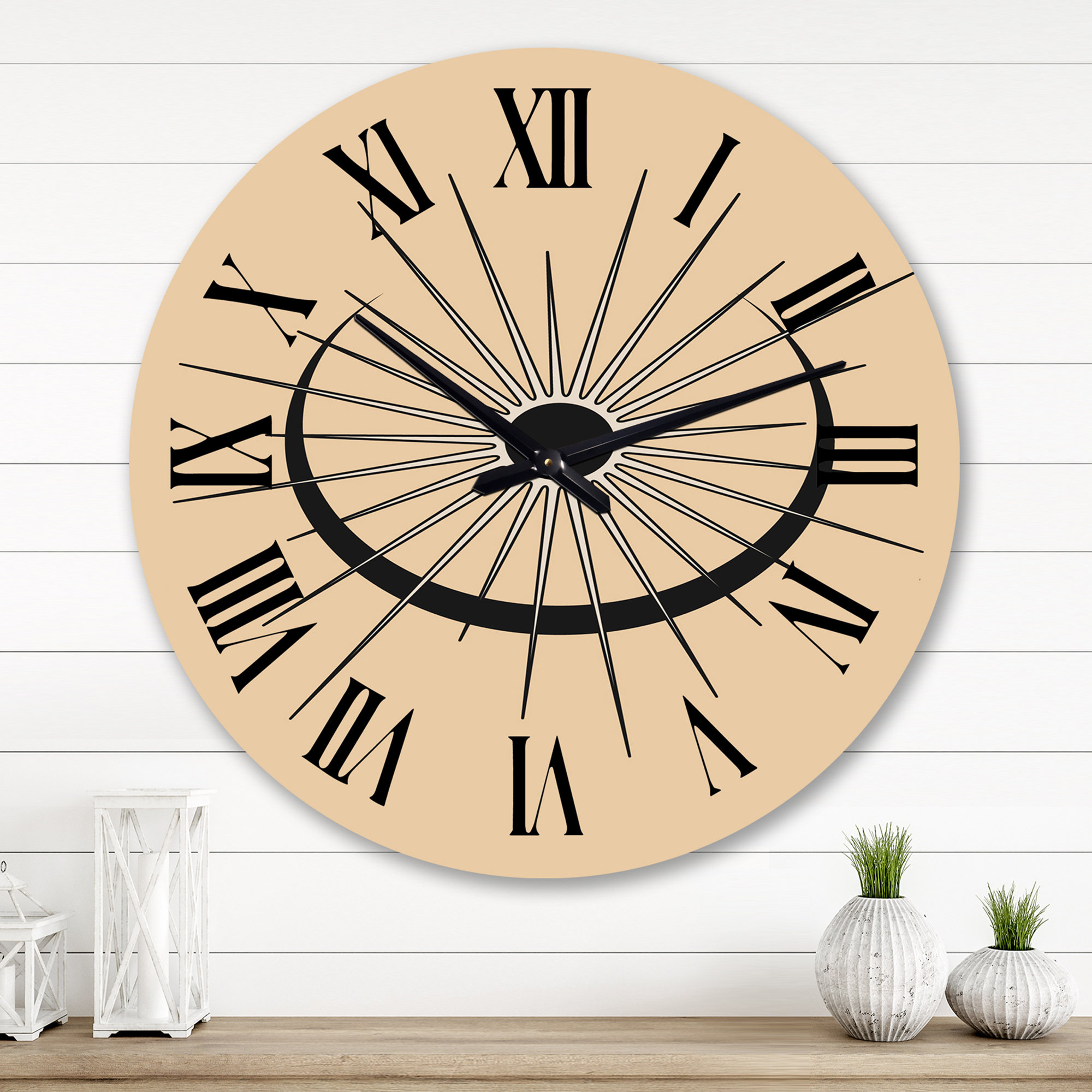 East Urban Home Boho Illustration With Leaves And Hands I Wall Clock ...