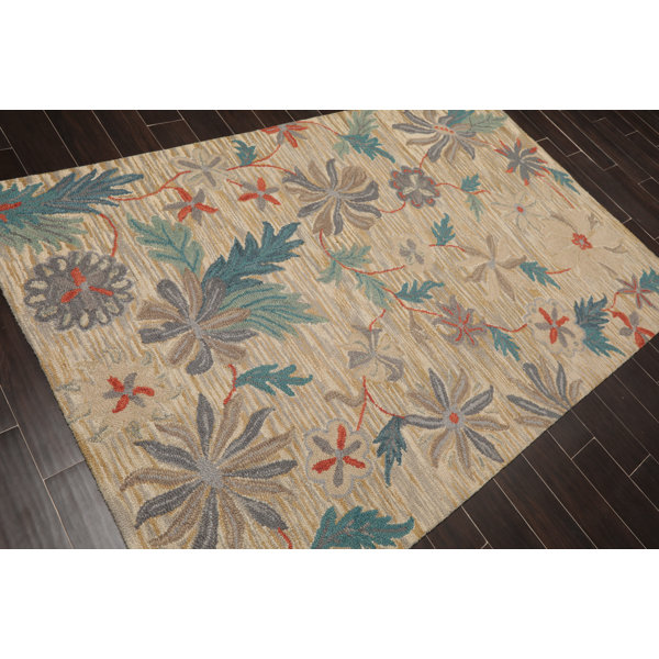 Bungalow Rose Raffa Handmade Wool Beige Rug | Wayfair