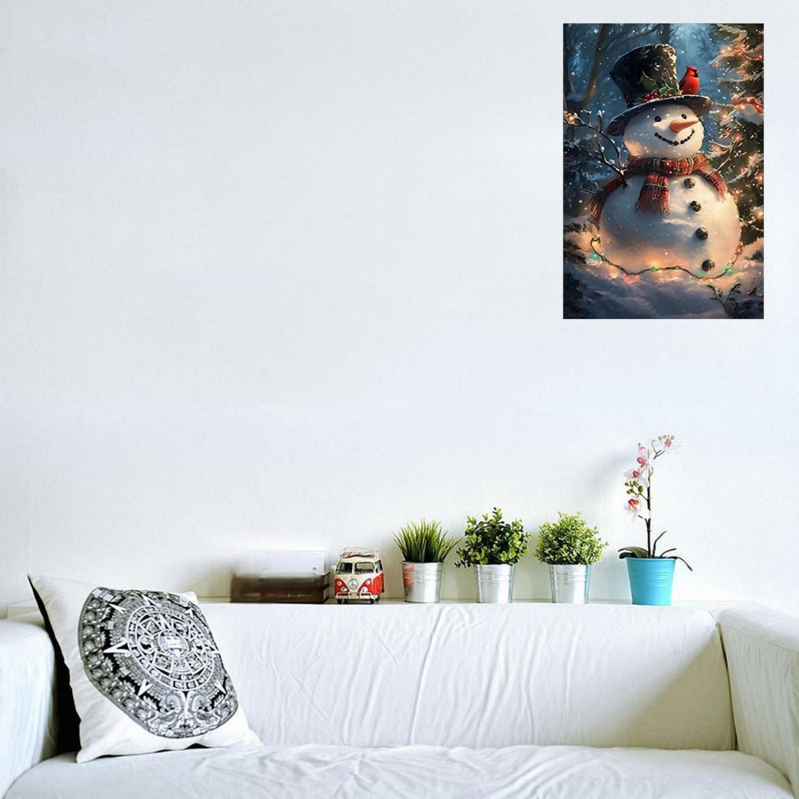 Ophelia & Co. Snowman Red Bird Xmas Unframed Canvas Wall Art 24" X 36 ...