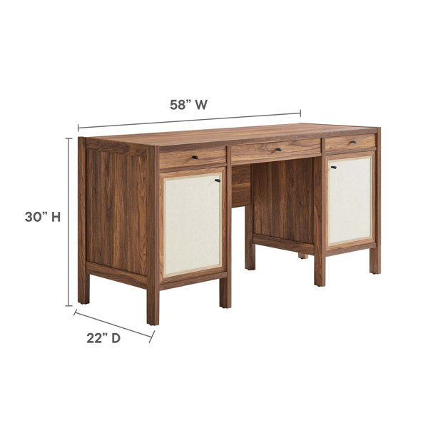 Modway Capri 58" Wood Grain Office Desk In Walnut | Wayfair